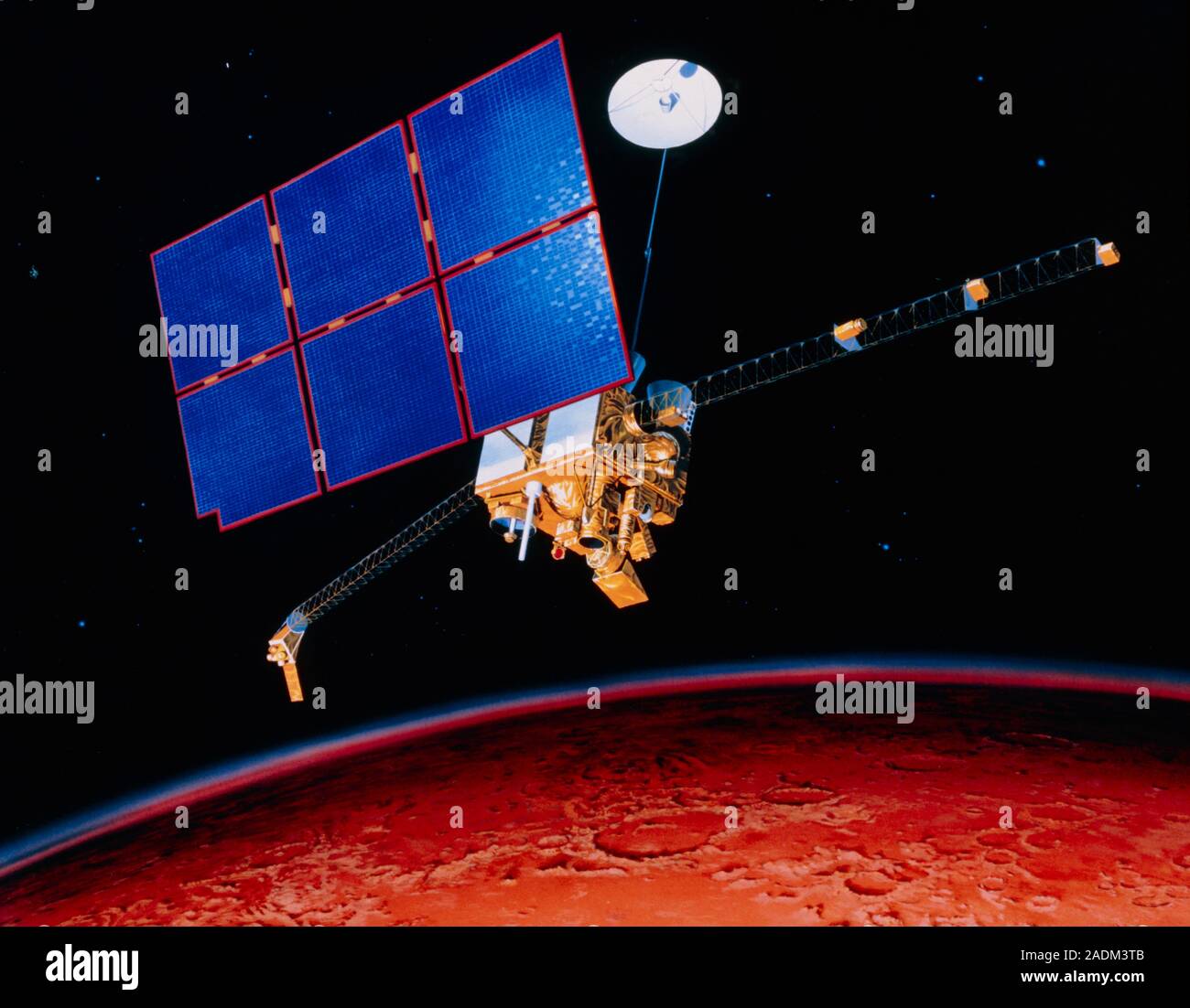 Artist's impression of the Mars Observer spacecraft in orbit. The Mars ...