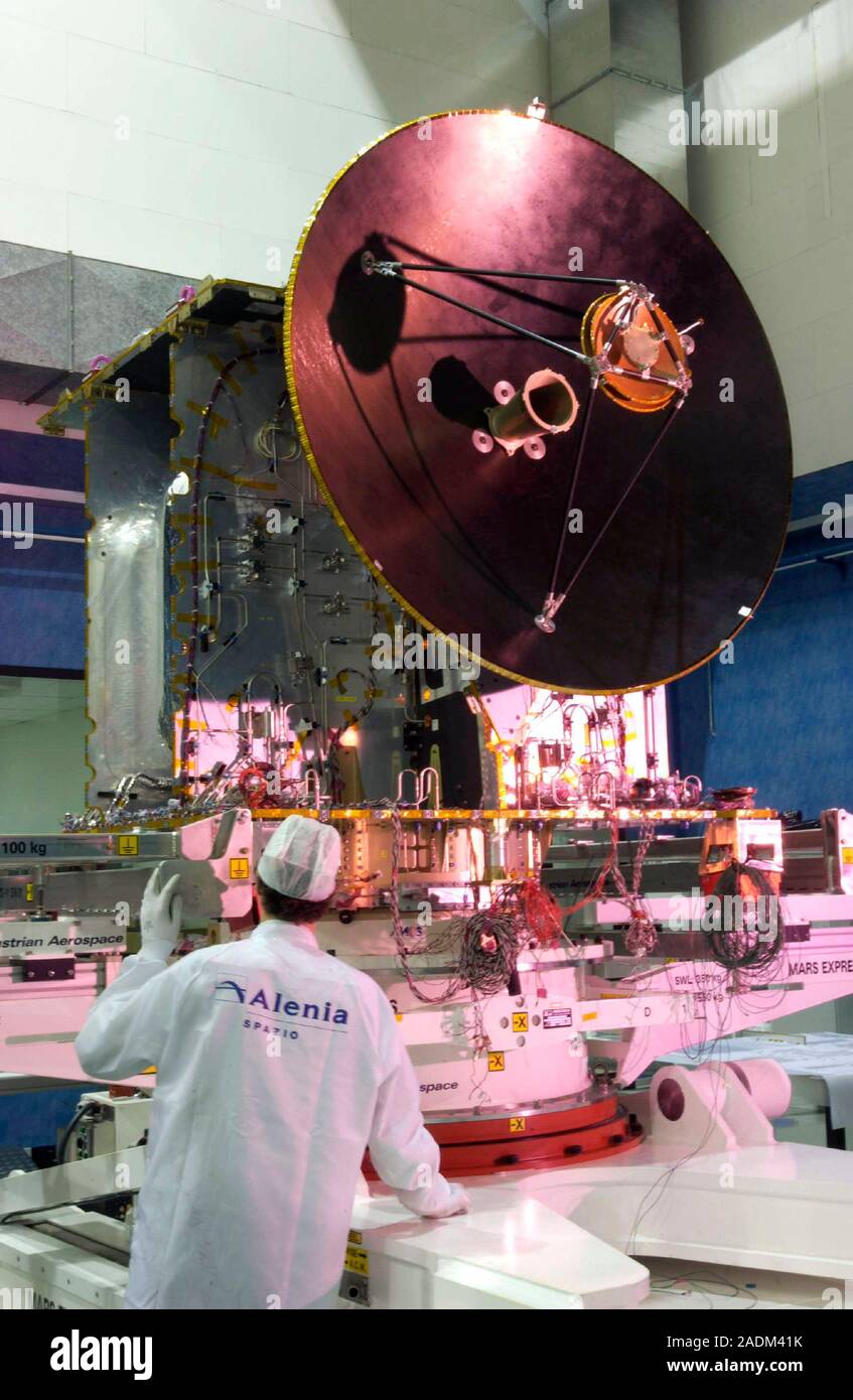 Mars Express spacecraft construction in the clean room at the Alenia ...
