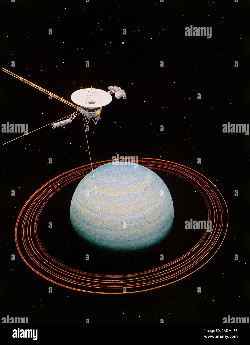 Artist's impression of the encounter of the Voyager 2 spacecraft with ...