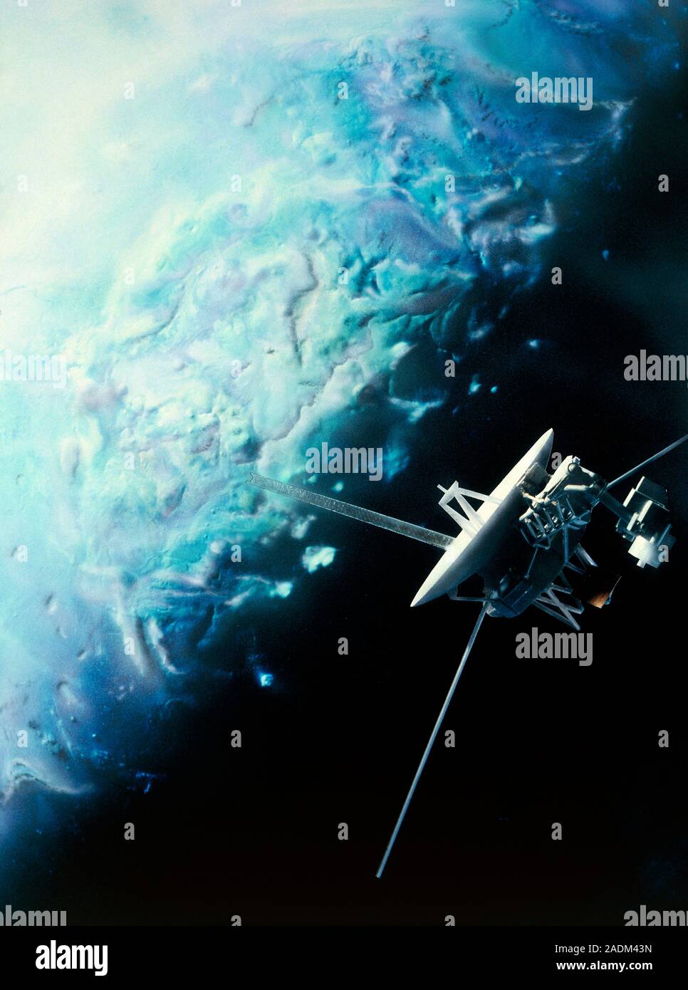 Interplanetary spaceprobe Voyager 2 is seen crossing the day-night ...