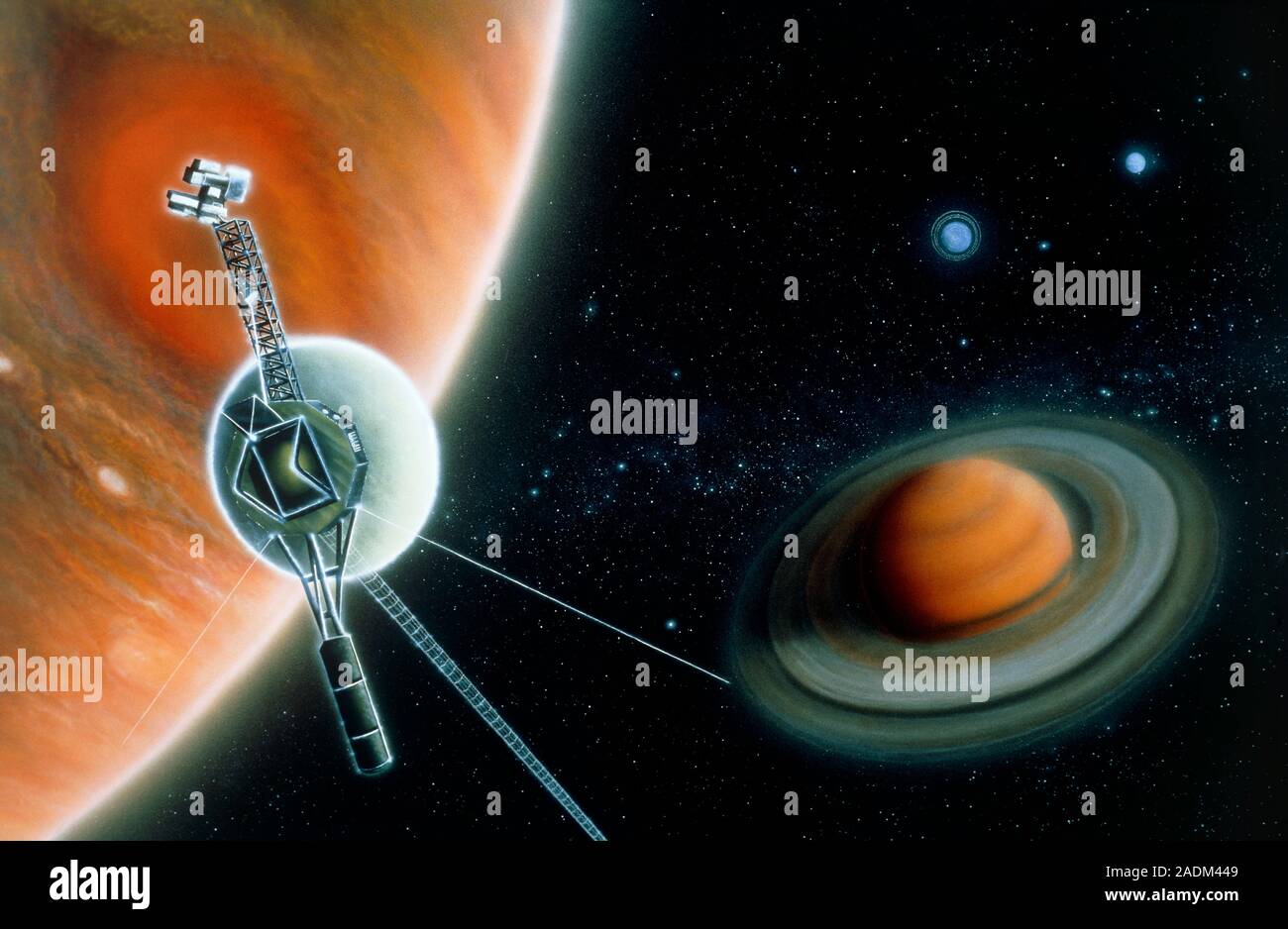 Illustration symbolising the journey of the Voyager 2 spacecraft ...