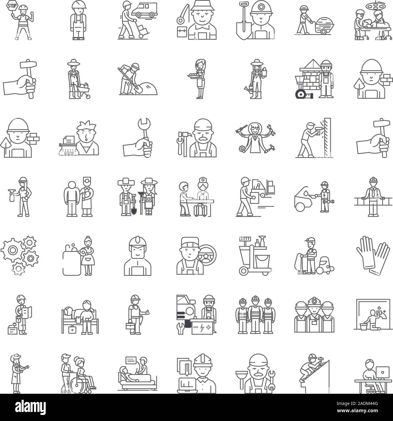 Working people linear icons, signs, symbols vector line illustration ...