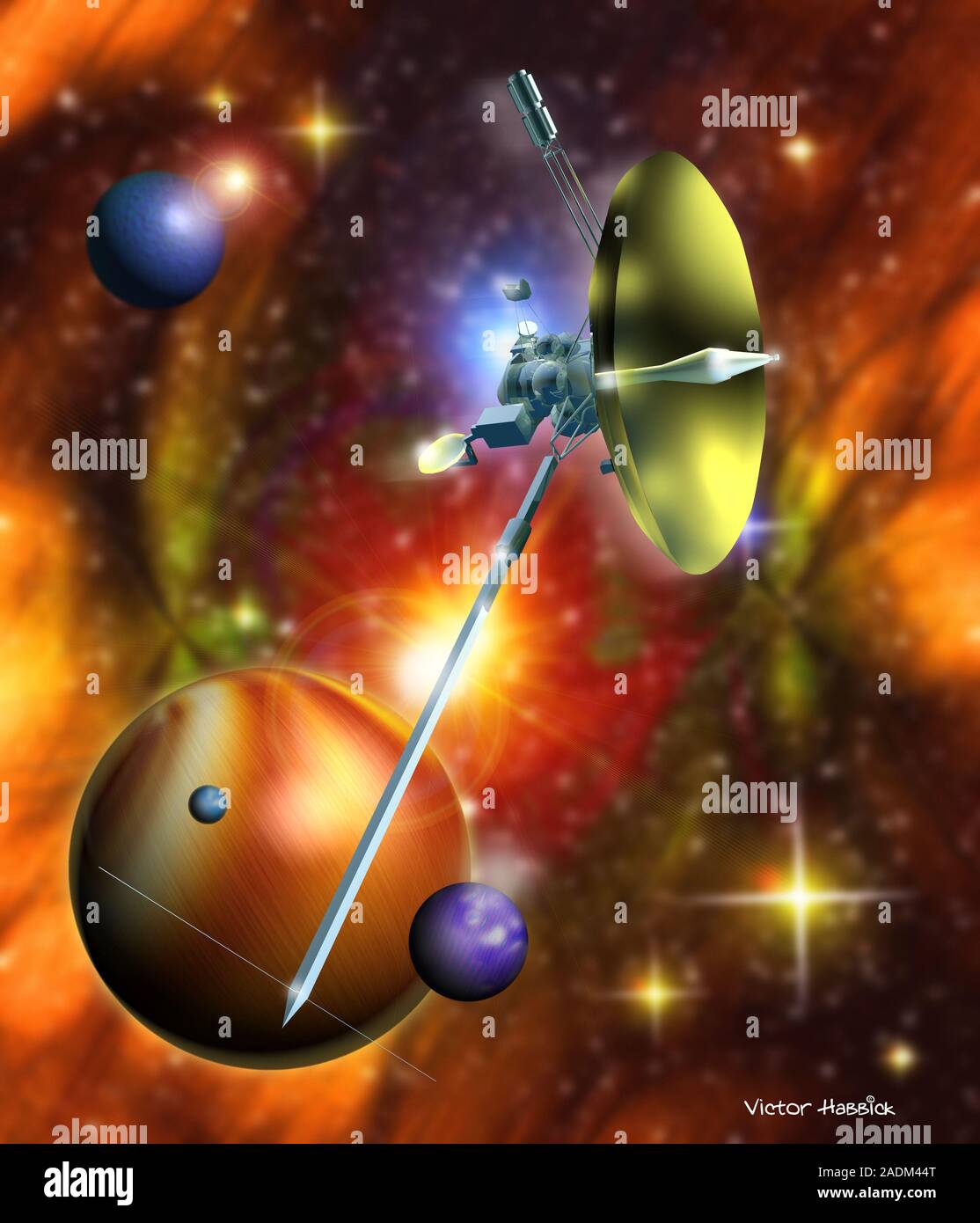 Voyager spacecraft. Computer artwork of a Voyager spacecraft passing ...