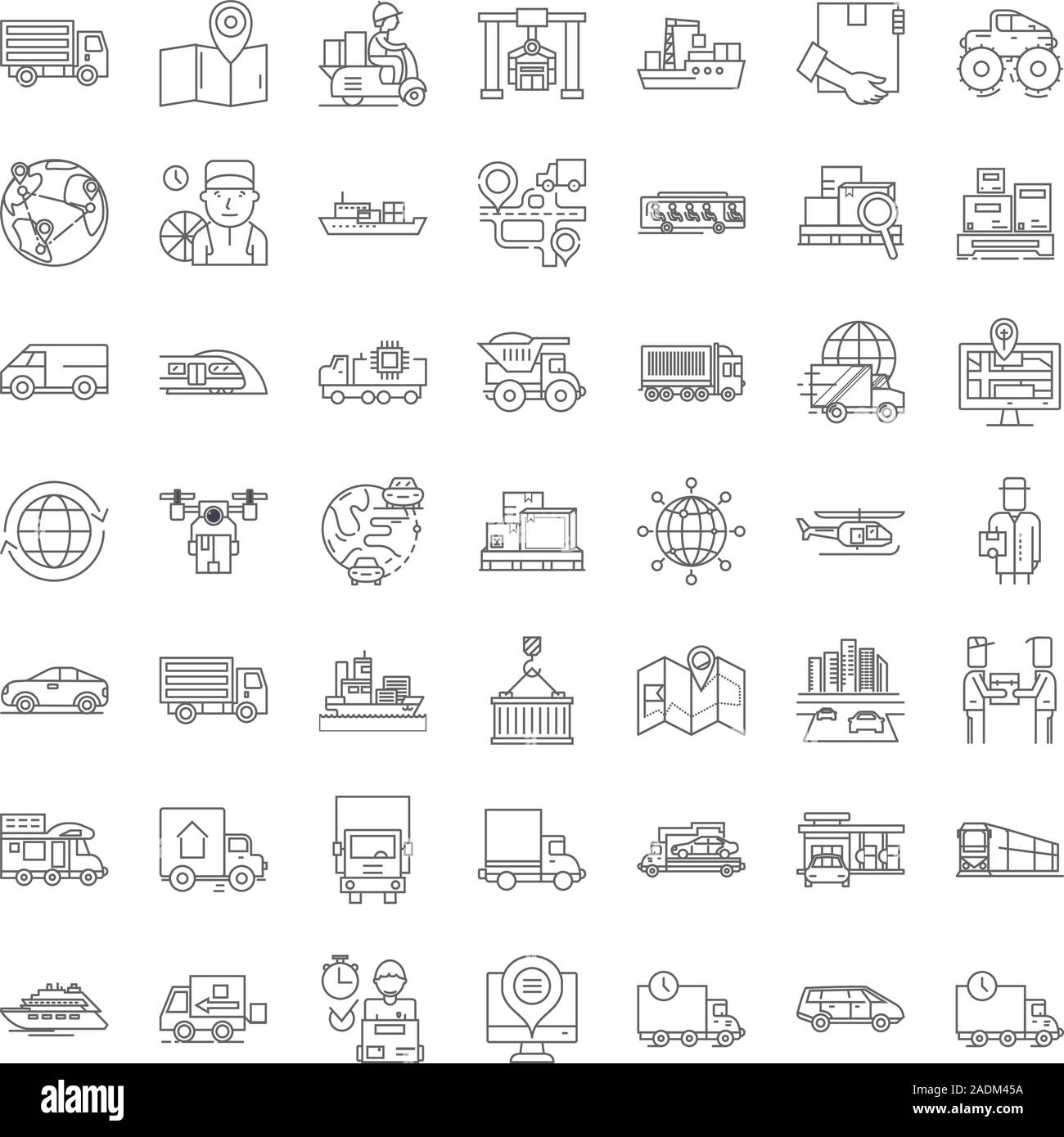 Logistics and shipping linear icons, signs, symbols vector line ...