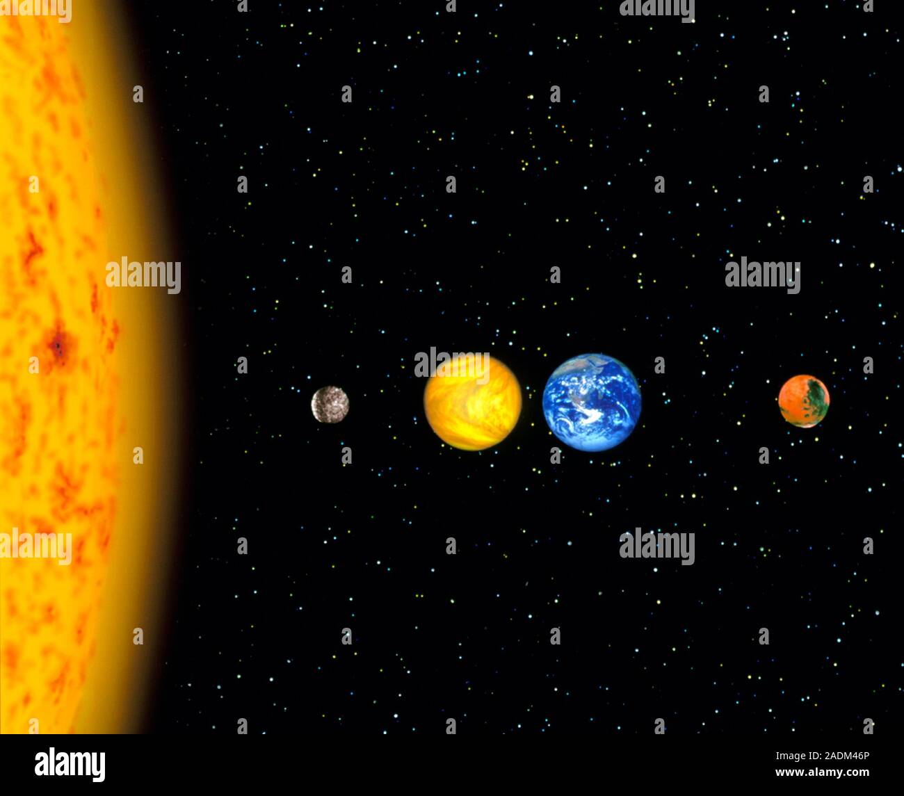 The inner Solar System. Computer composite image of the four planets of ...