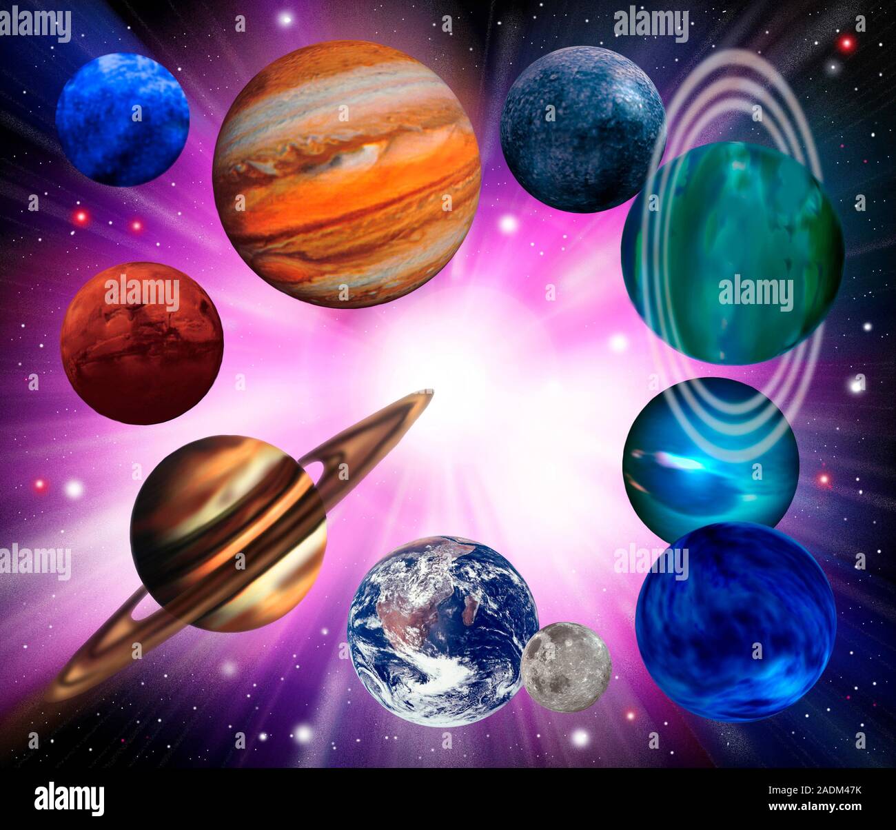 Solar system planets. Computer artwork of the planets of the Solar ...