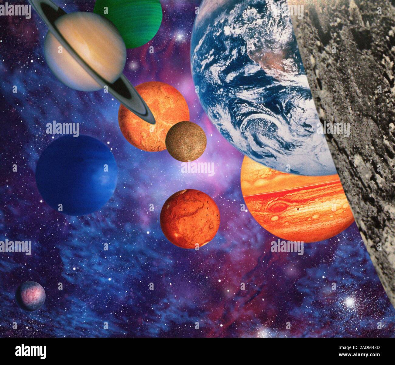 Solar system. Computer artwork of the planets of the solar system, seen ...