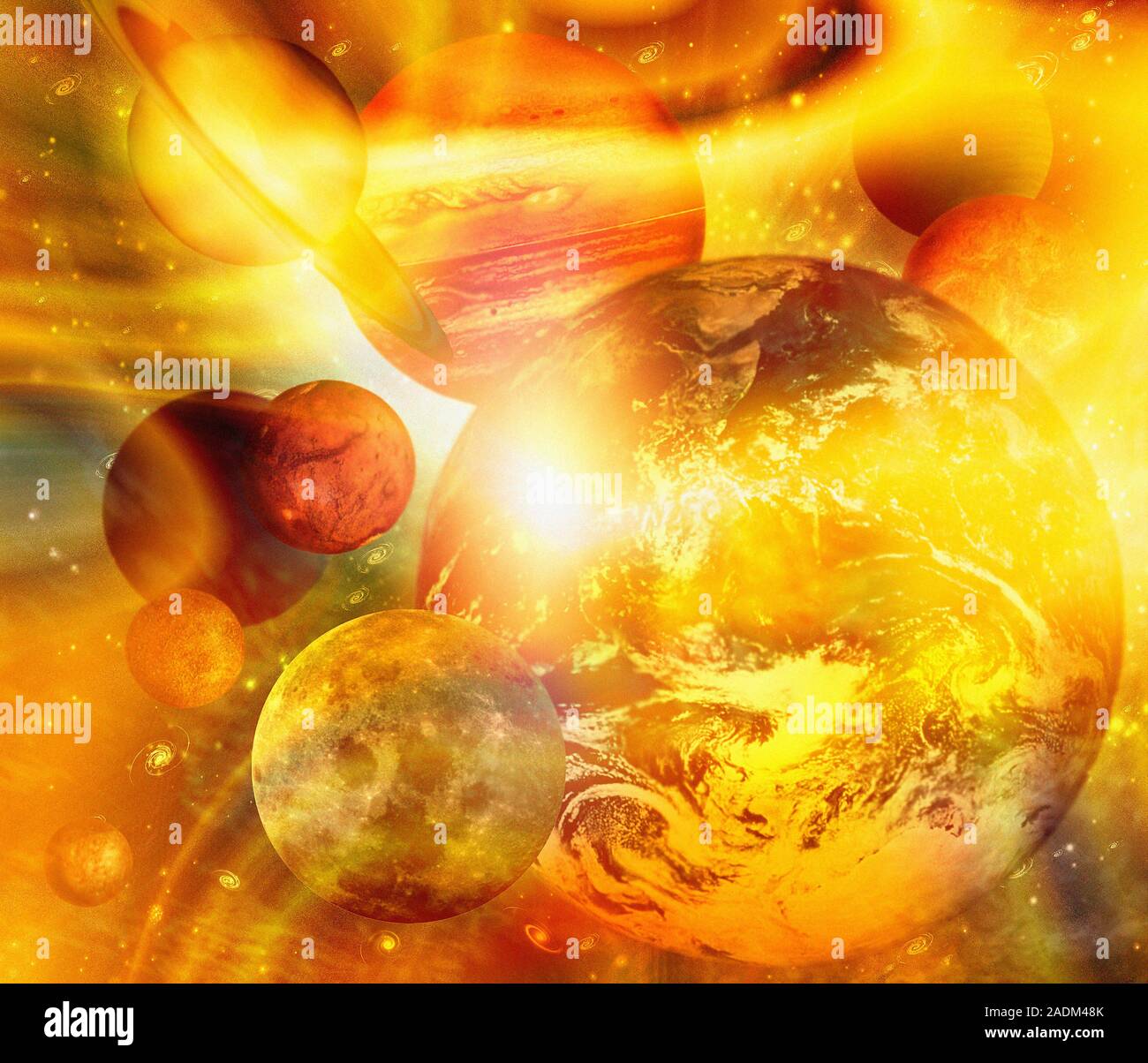Solar system. Computer artwork of the planets of the solar system. The ...