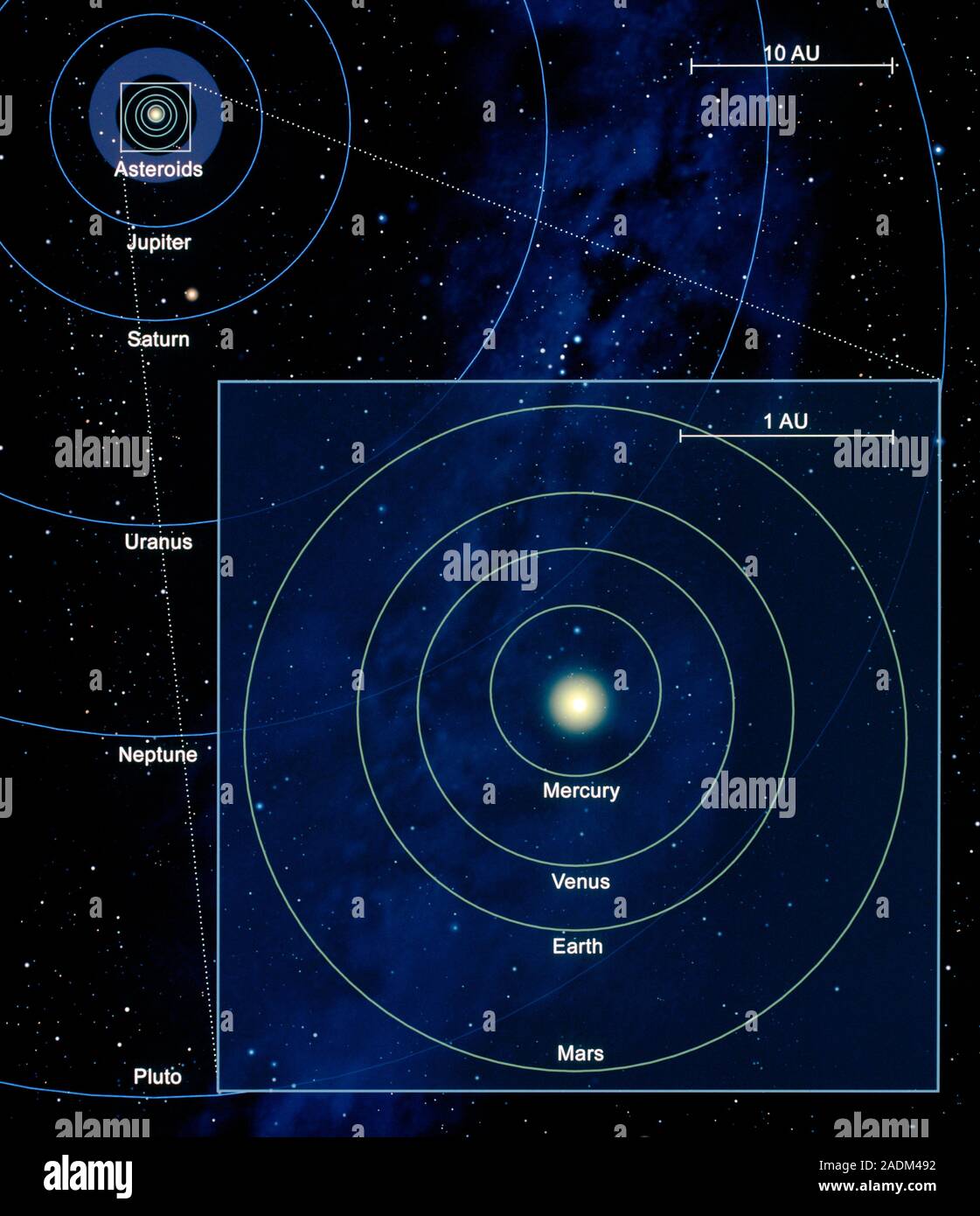 Solar system. Diagram showing the orbital paths of the planets in the ...