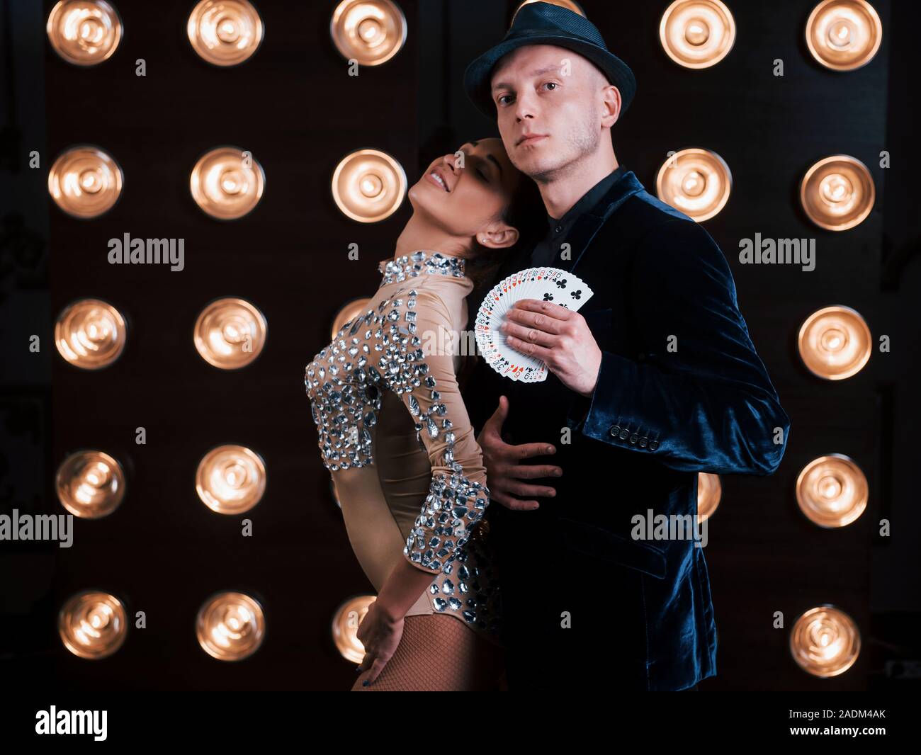 Pleasure to be together. Happy couple posing for the portrait. Family ...