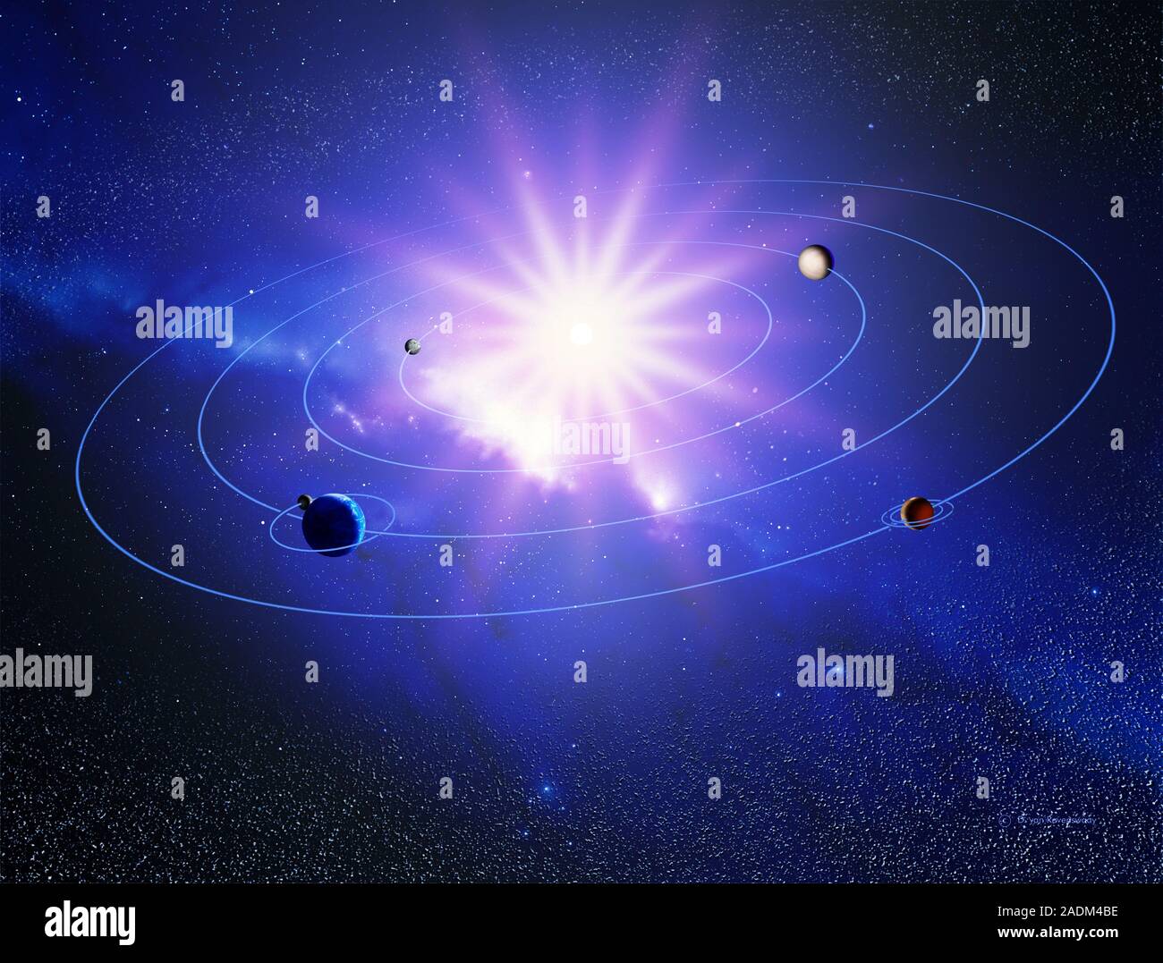 Inner solar system. Artwork of the four planets of the inner solar ...
