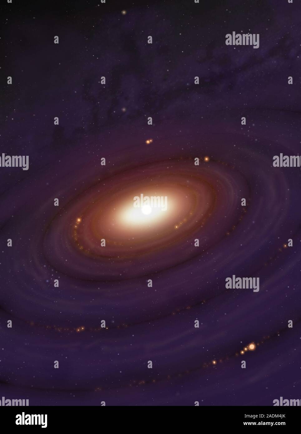 Planetary formation. Artwork of a protoplanet forming along with its ...