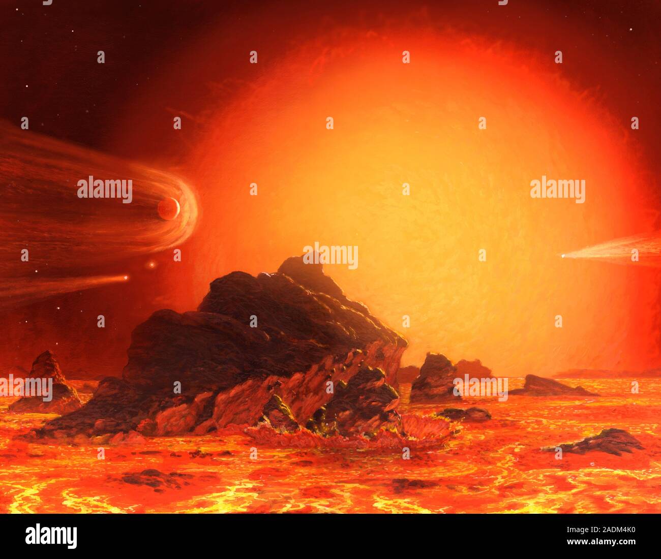 Future Sun. Artwork of the future Sun as seen from a molten Earth ...
