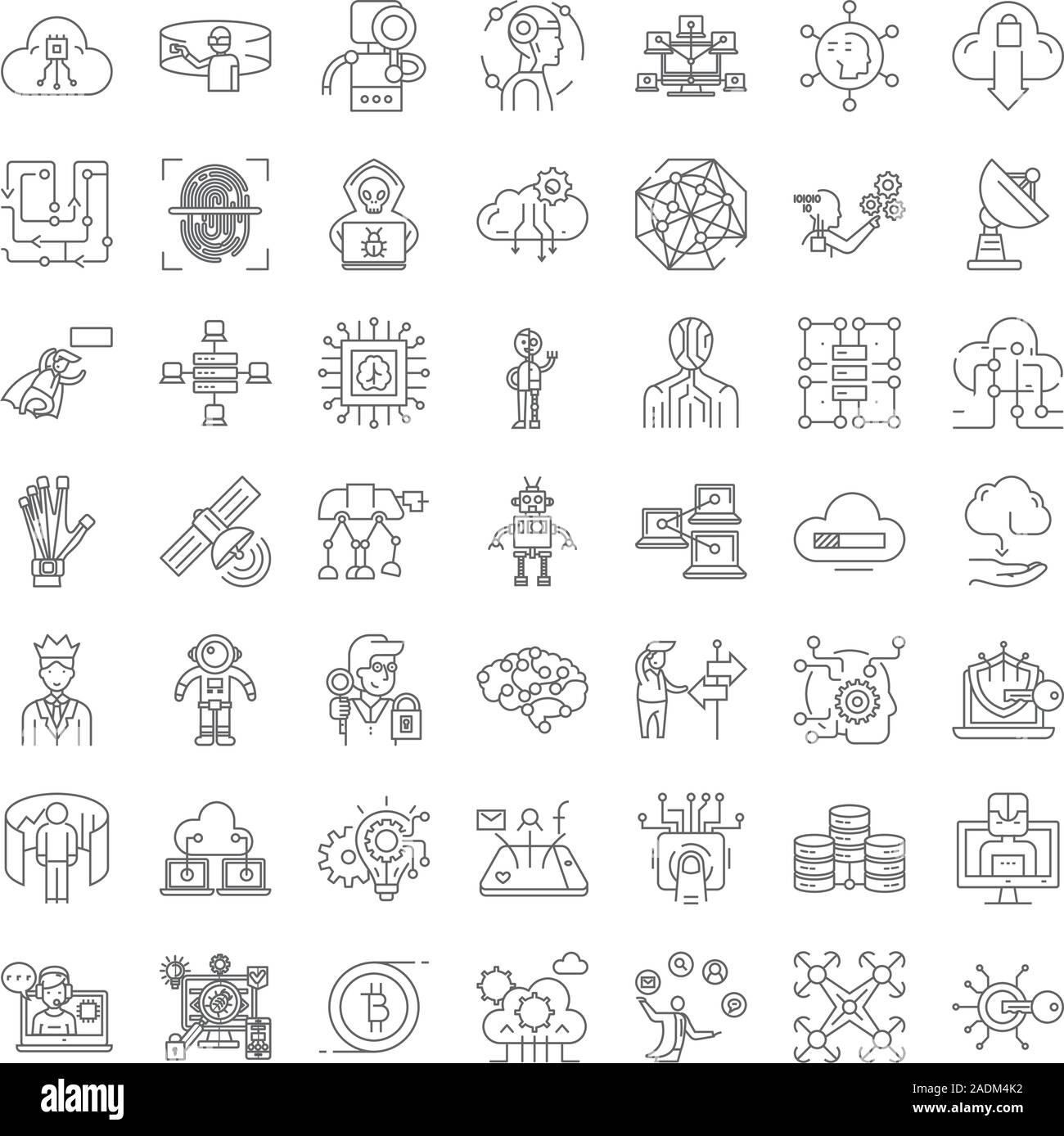 Virtual reality linear icons, signs, symbols vector line illustration ...