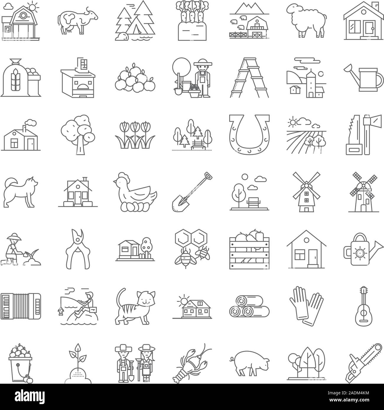 Countryside linear icons, signs, symbols vector line illustration set ...