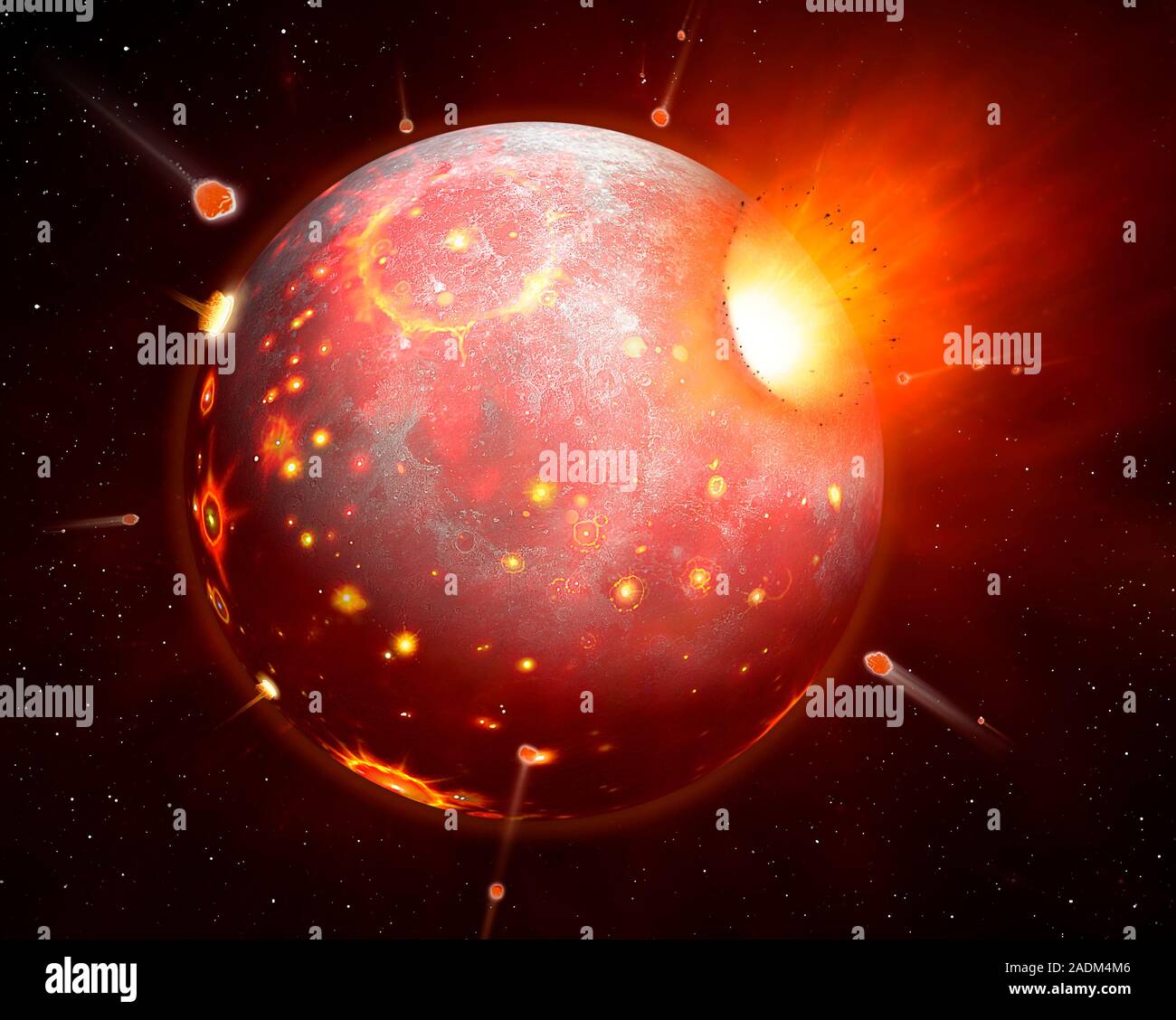Planetary formation. Computer artwork of a protoplanet during the early ...