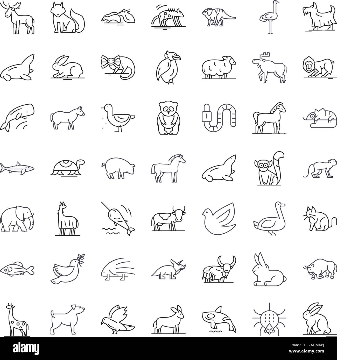 Wildlife linear icons, signs, symbols vector line illustration set ...