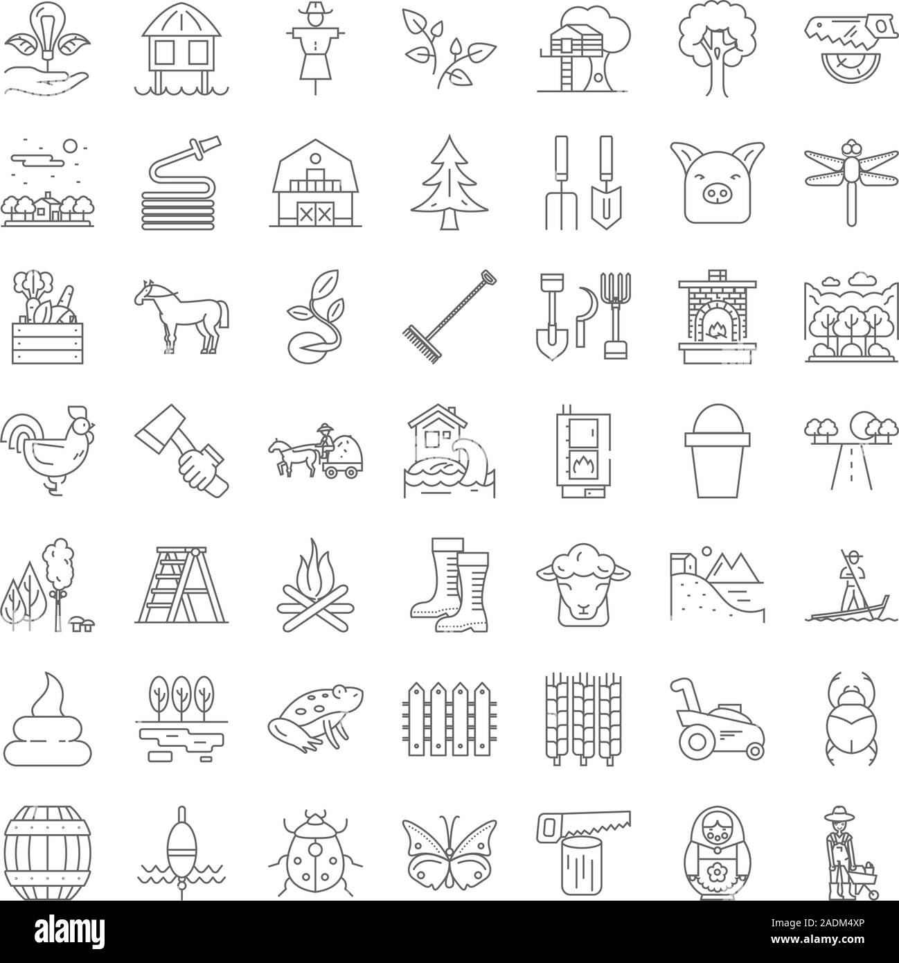 Farmer linear icons, signs, symbols vector line illustration set Stock ...
