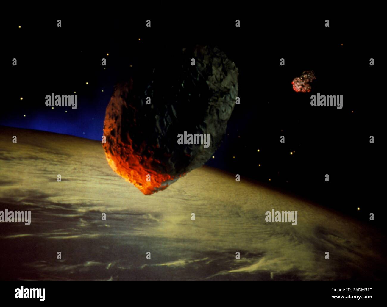 Asteroid. Computer artwork of a large asteroid approaching Earth ...