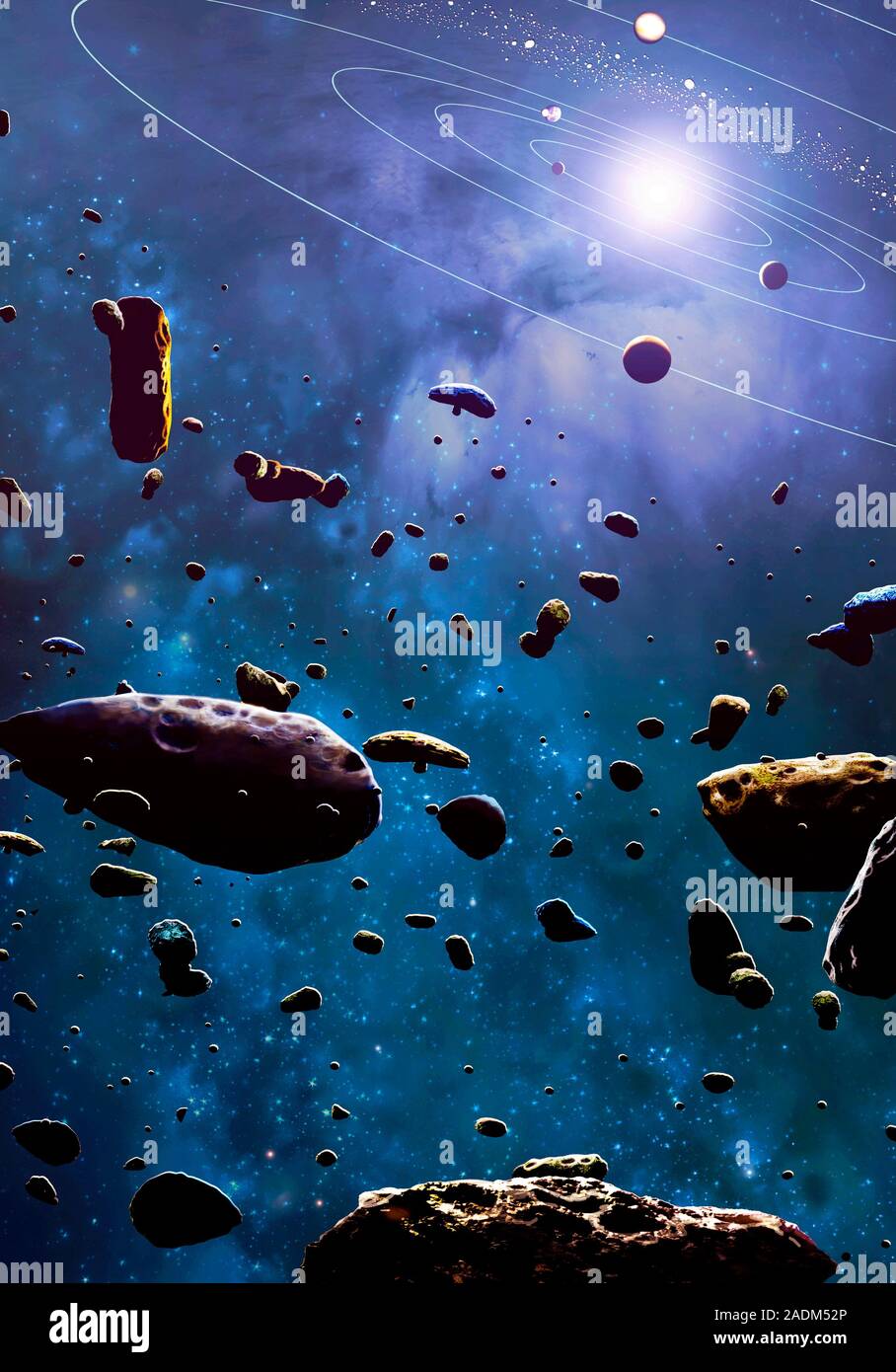 Asteroid belt. Computer artwork of the main asteroid belt of the solar ...