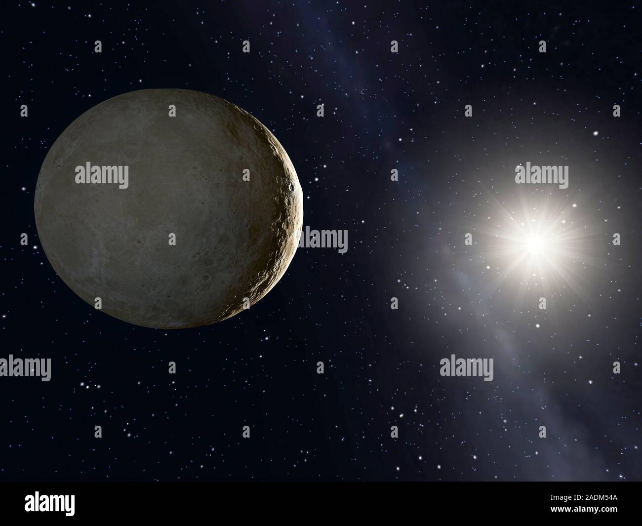 Ceres. Computer artwork, based on Hubble Space Telescope (HST) images, of the dwarf planet Ceres ...