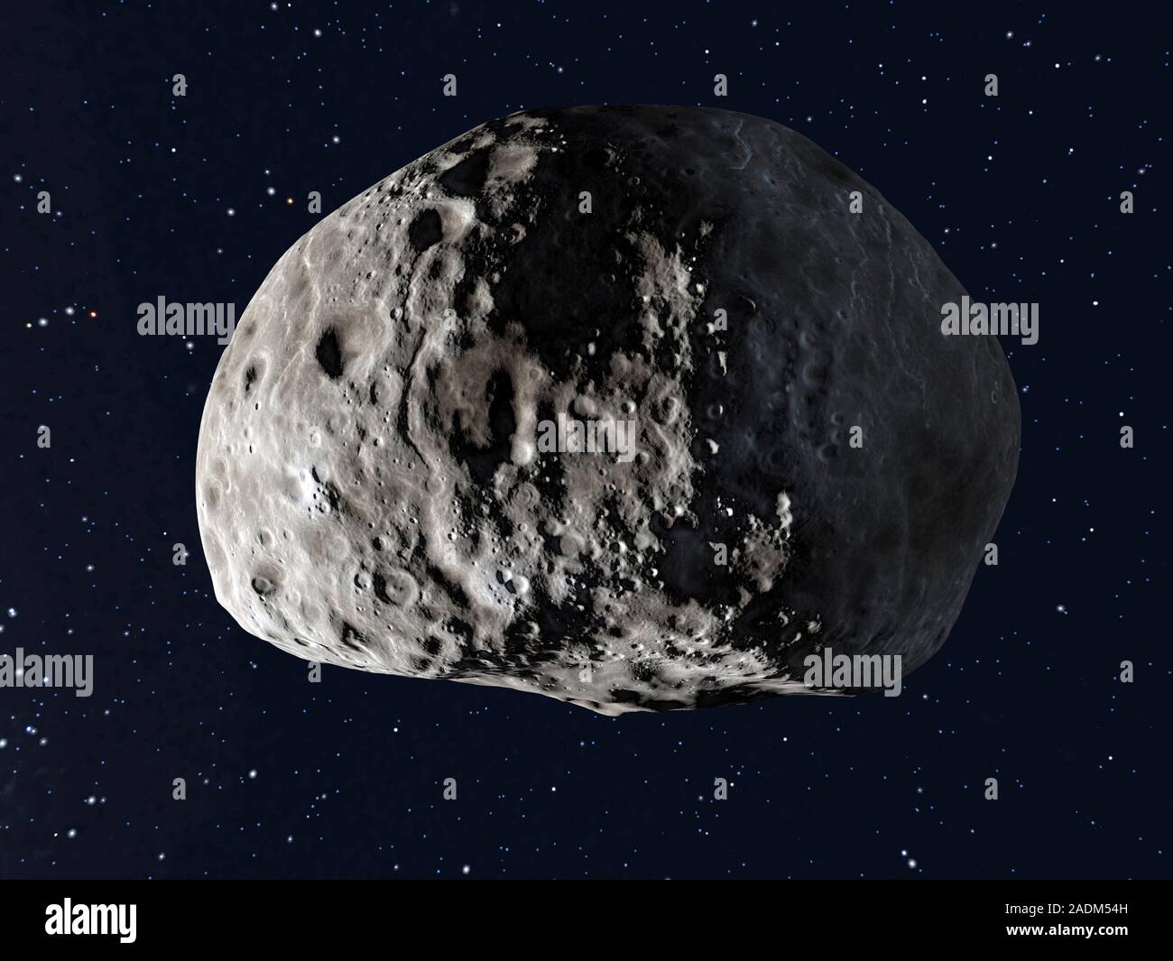 Vesta asteroid. Computer artwork of the asteroid Vesta (4 Vesta), based ...