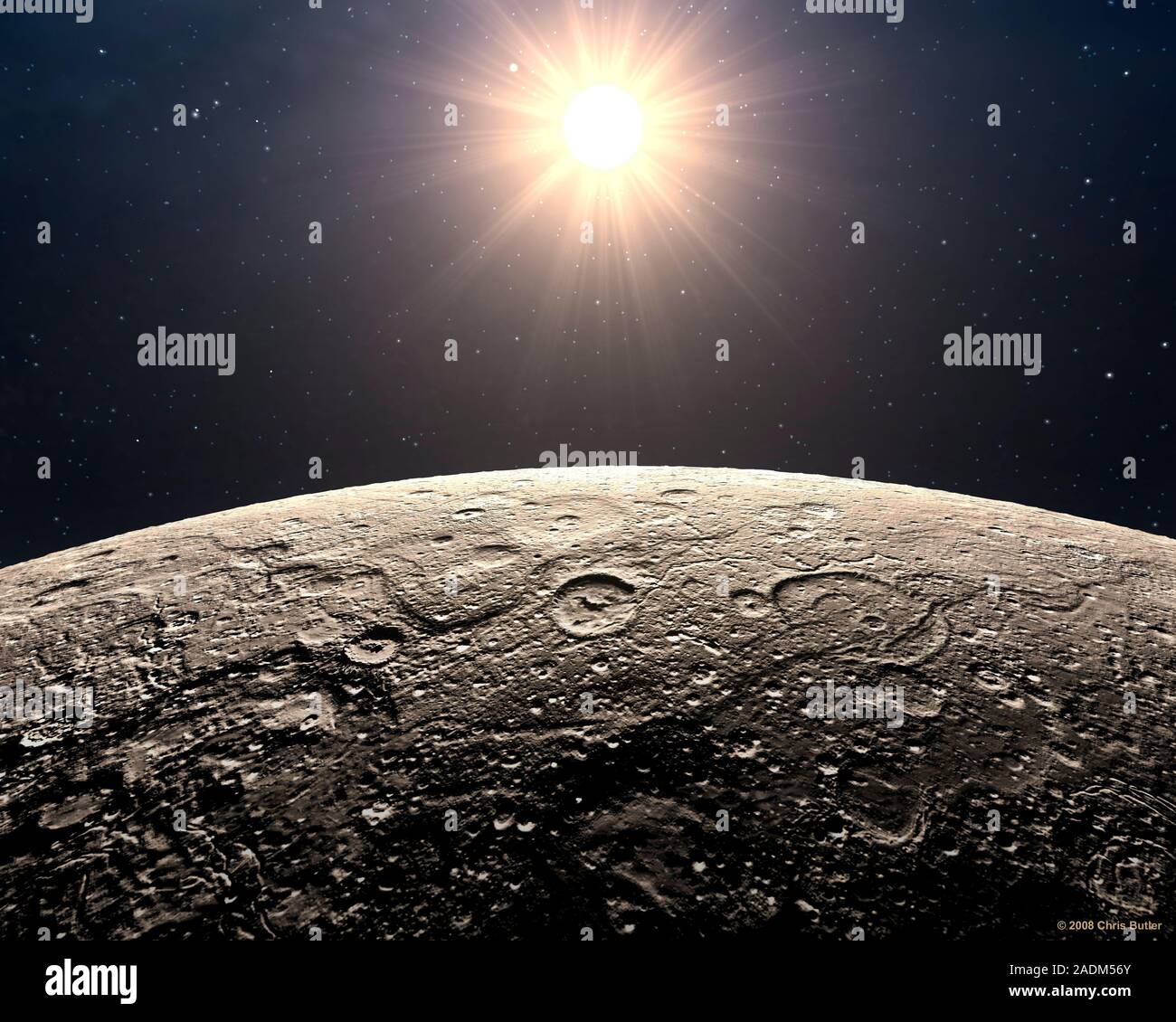 Surface of Mercury. Computer artwork showing the surface of the planet ...