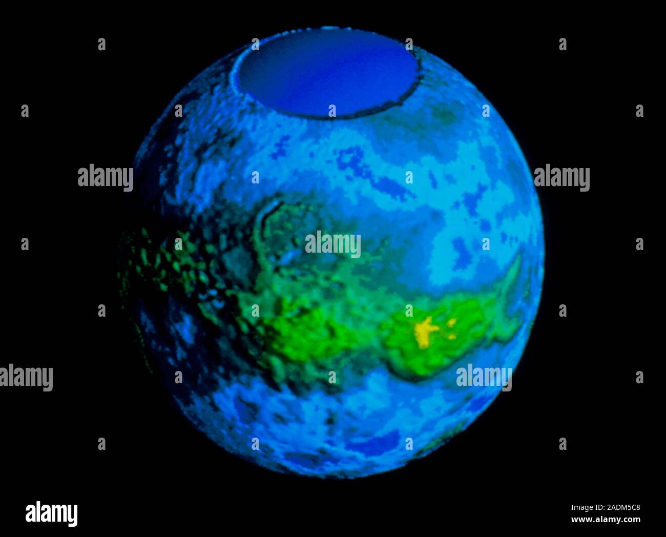 Colour-coded topographic map of the surface of Venus, compiled from ...