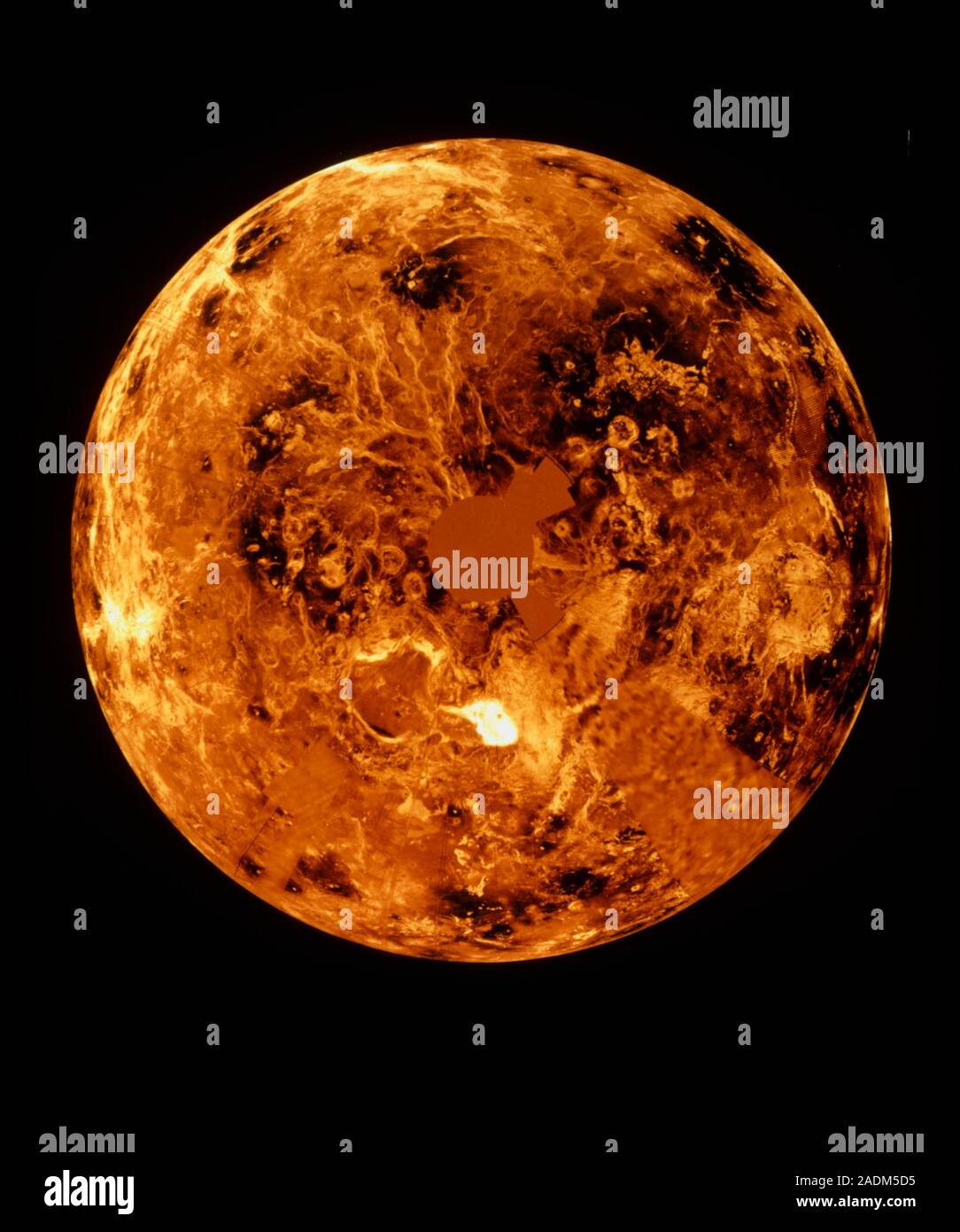 False-colour projection of the surface of the northern hemisphere of ...
