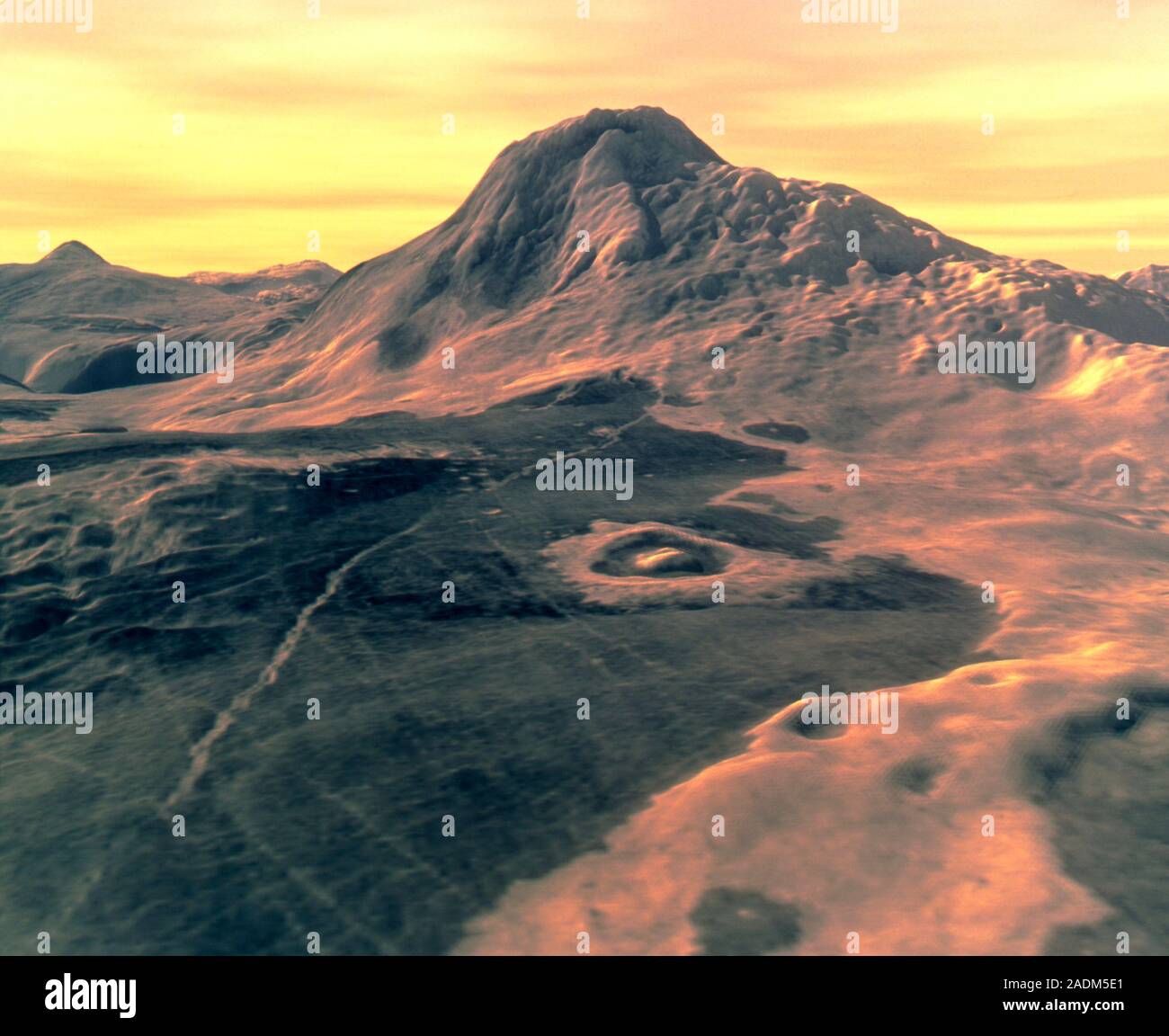 Maat Mons, Venus. Computer-generated perspective view of Maat Mons, the ...