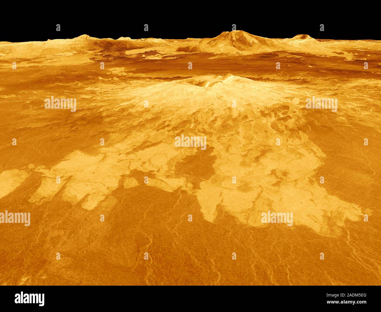 Venusian volcanoes. Radar map of Sapas Mons and Maat Mons, large ...