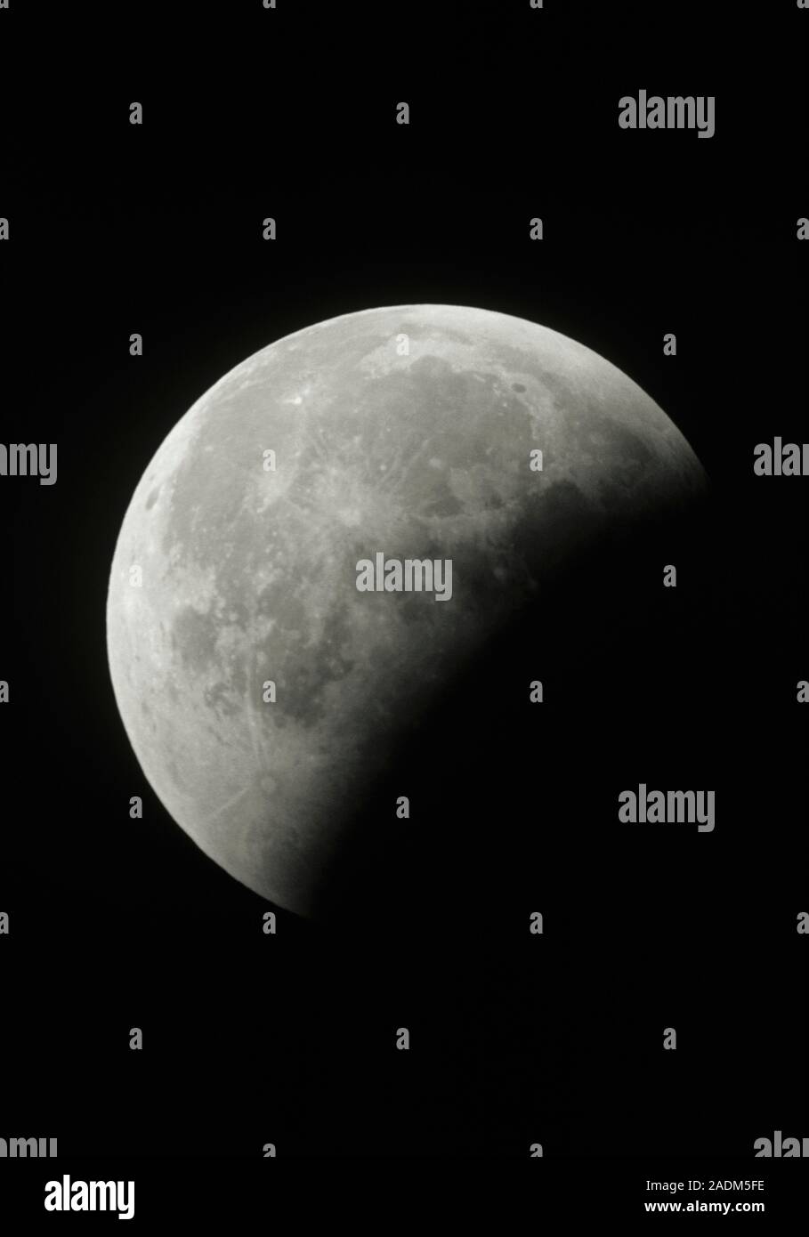Lunar eclipse of October 2 1971. Prominent near the centre of the ...