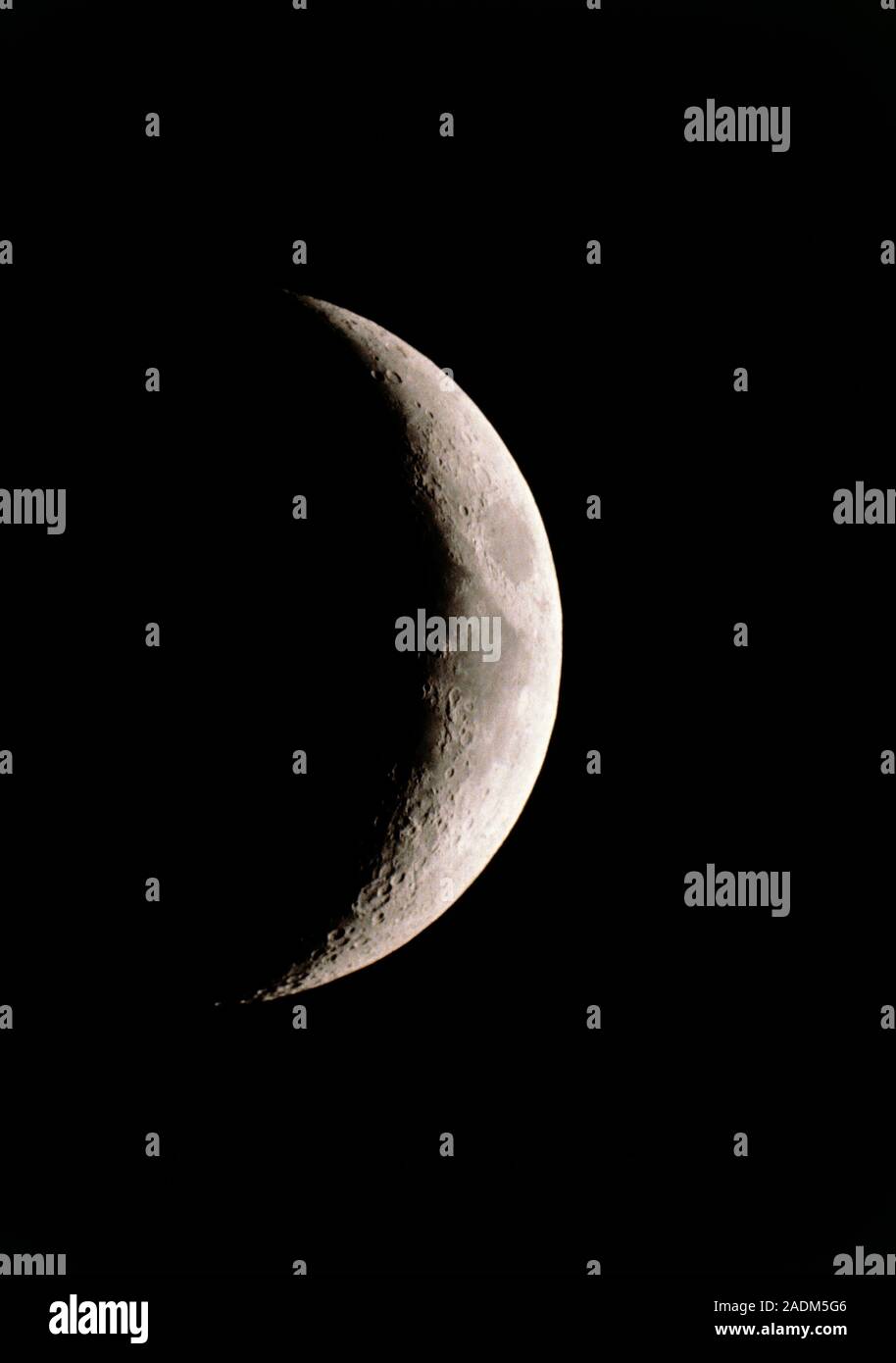 Crescent Moon. The Mare Serenitatis (Sea of Serenity) is the round dark ...