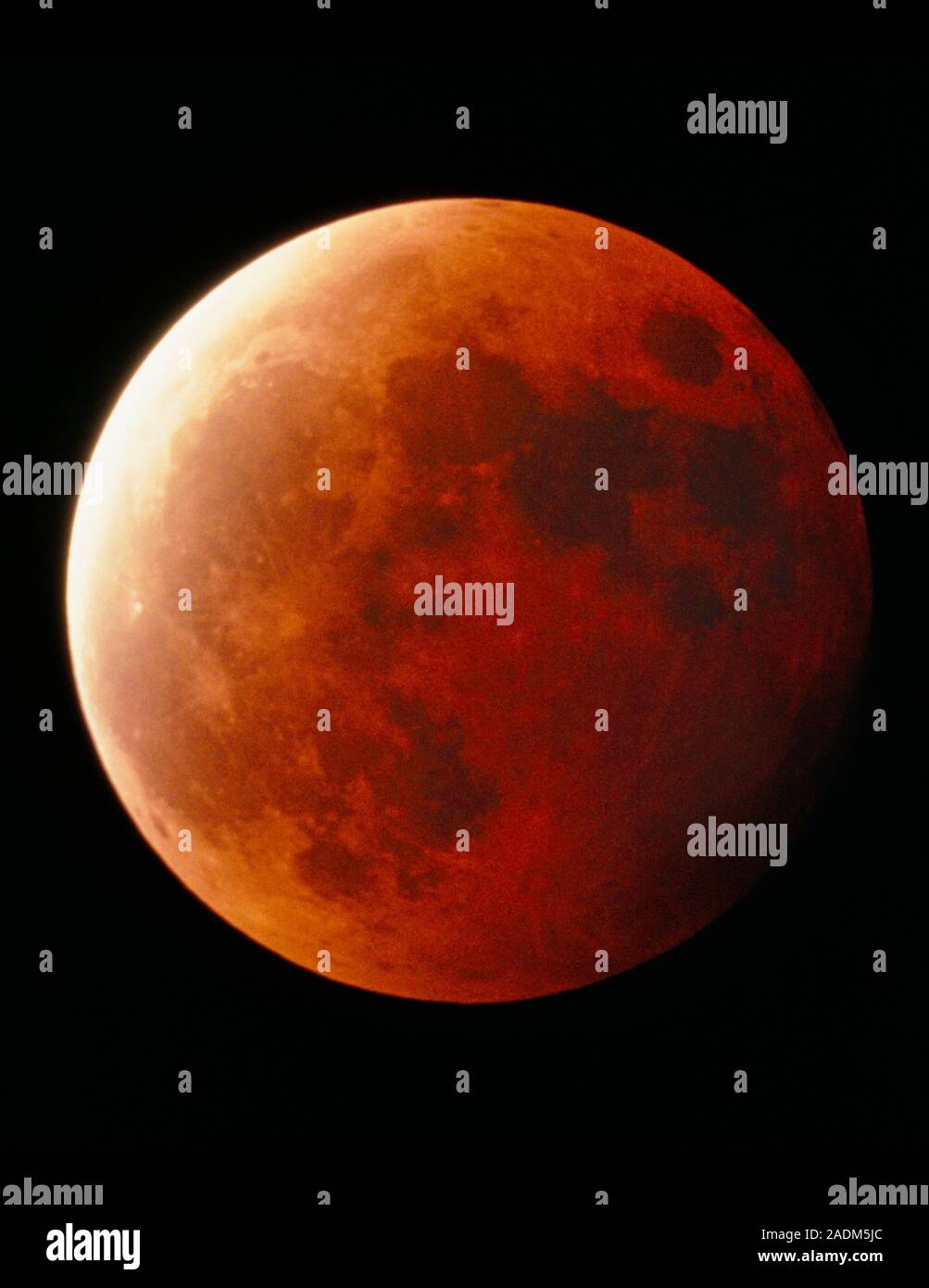Eclipsed lunar disc. Image of a partial phase of a lunar eclipse near ...