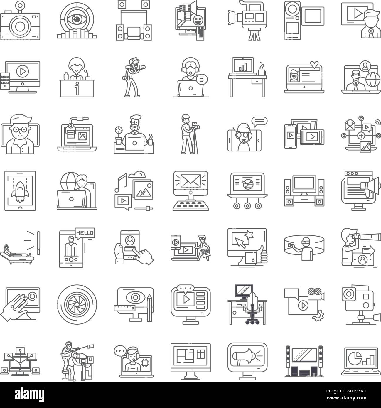 Video linear icons, signs, symbols vector line illustration set Stock ...