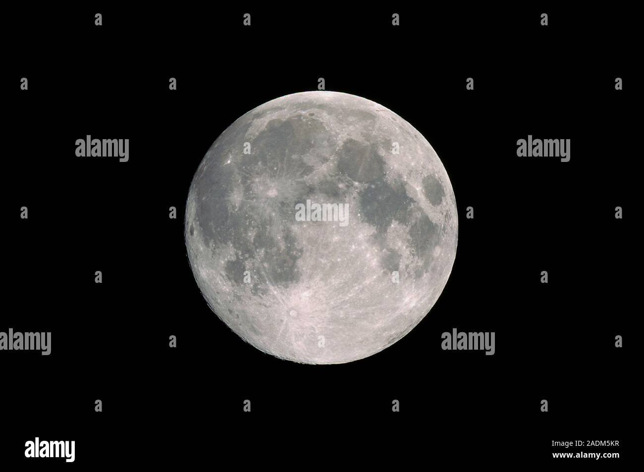 Moon from Earth. View from Earth of the full Moon in a pitch black sky ...