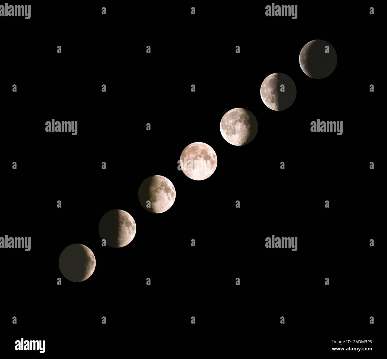 Moon phases. Time-lapse image of the phases of the Moon, as seen from ...