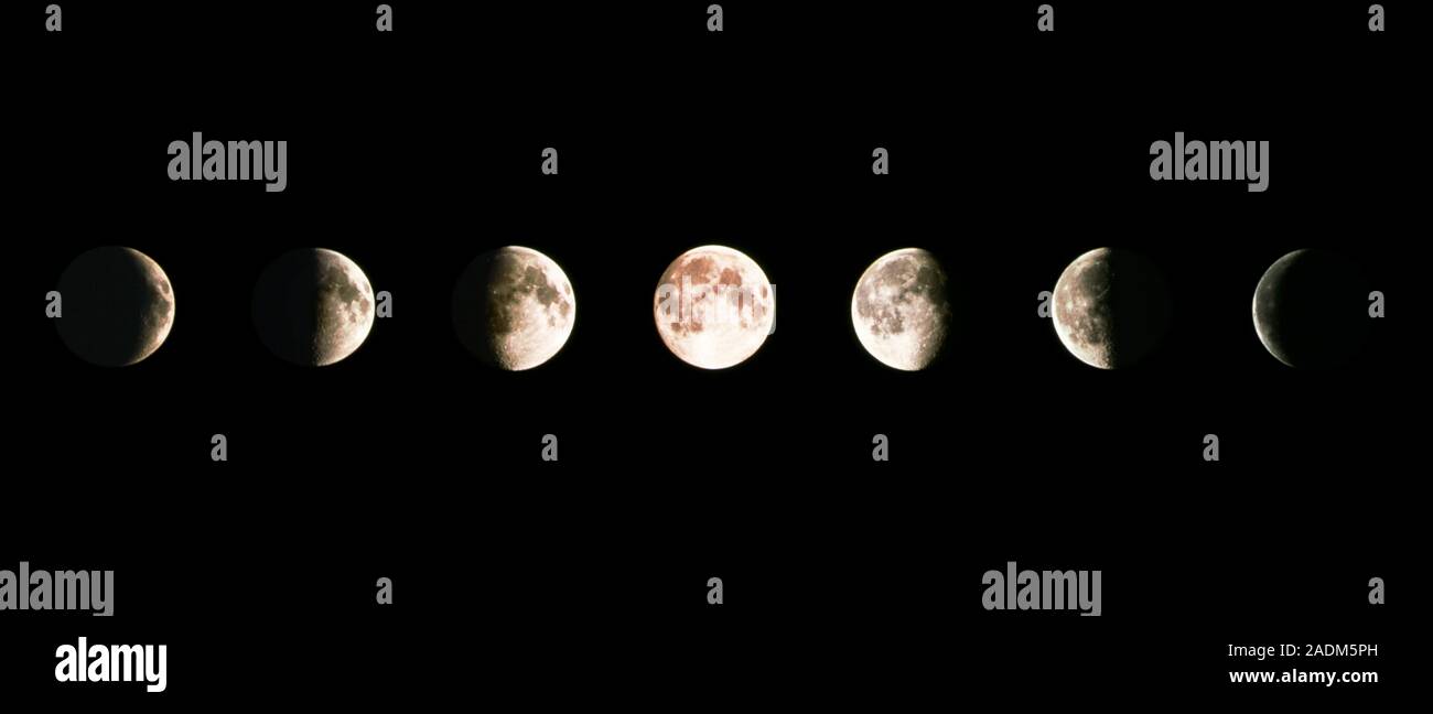 Moon phases. Time-lapse image of the phases of the Moon, as seen from ...