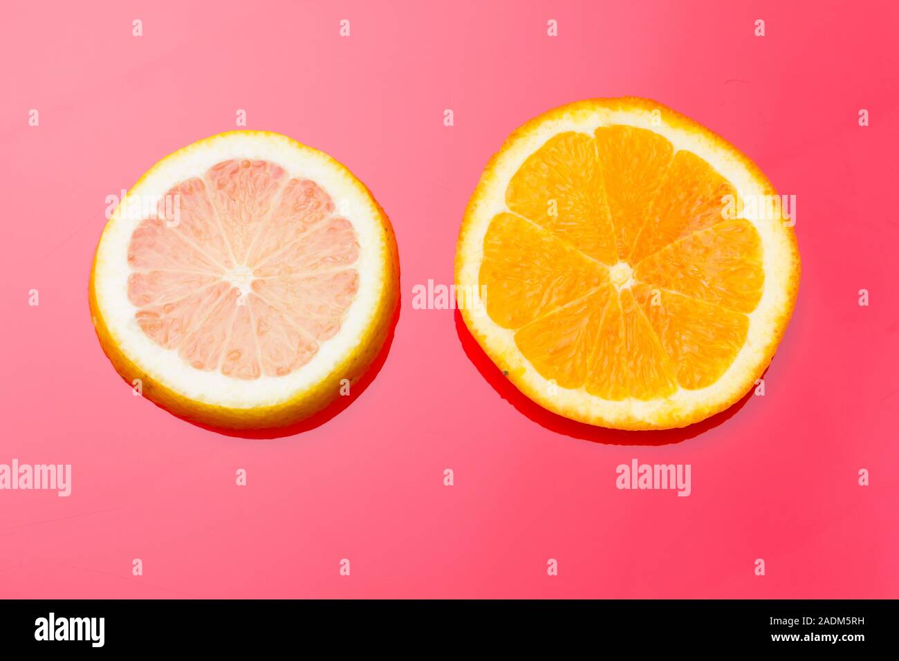 Slices of oranges and lemons, fruits full of juice with which juices ...