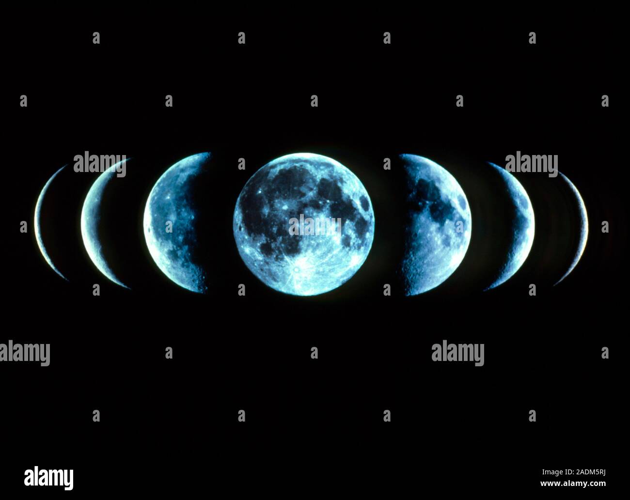 Moon phases. Time-lapse image of the phases of the Moon, as seen from ...
