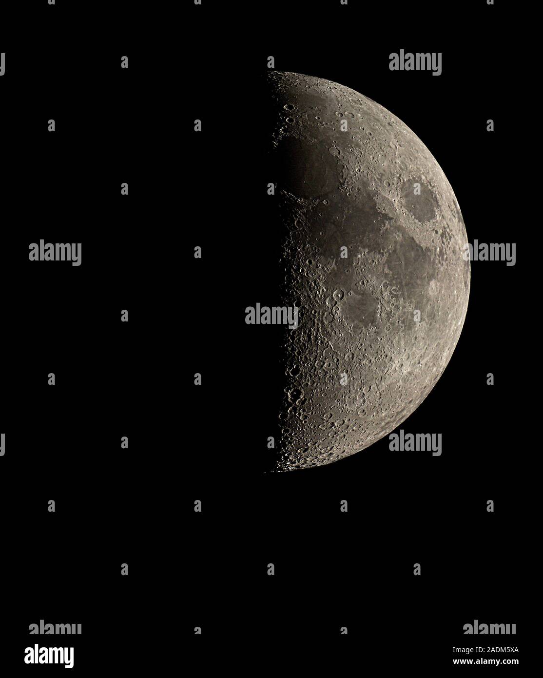 Waxing half Moon. Image 4 of 15. Optical image of a waxing (increasing ...