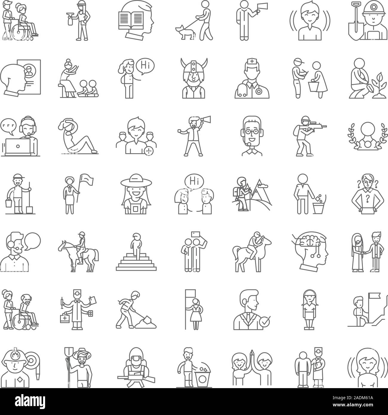 Charity community linear icons, signs, symbols vector line illustration ...