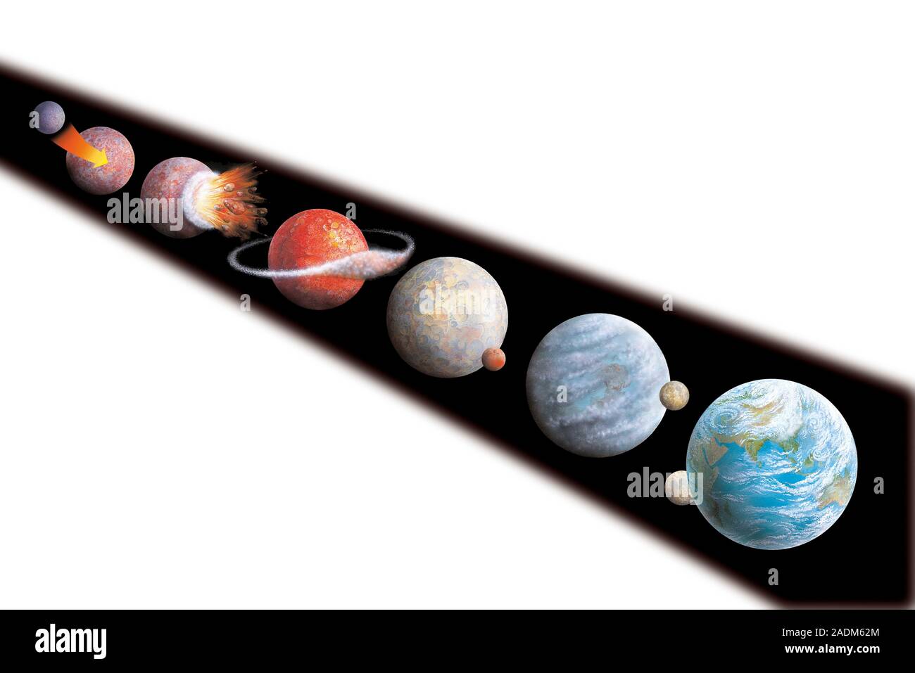 Moon formation. Artwork of the formation of the Moon according to the ...