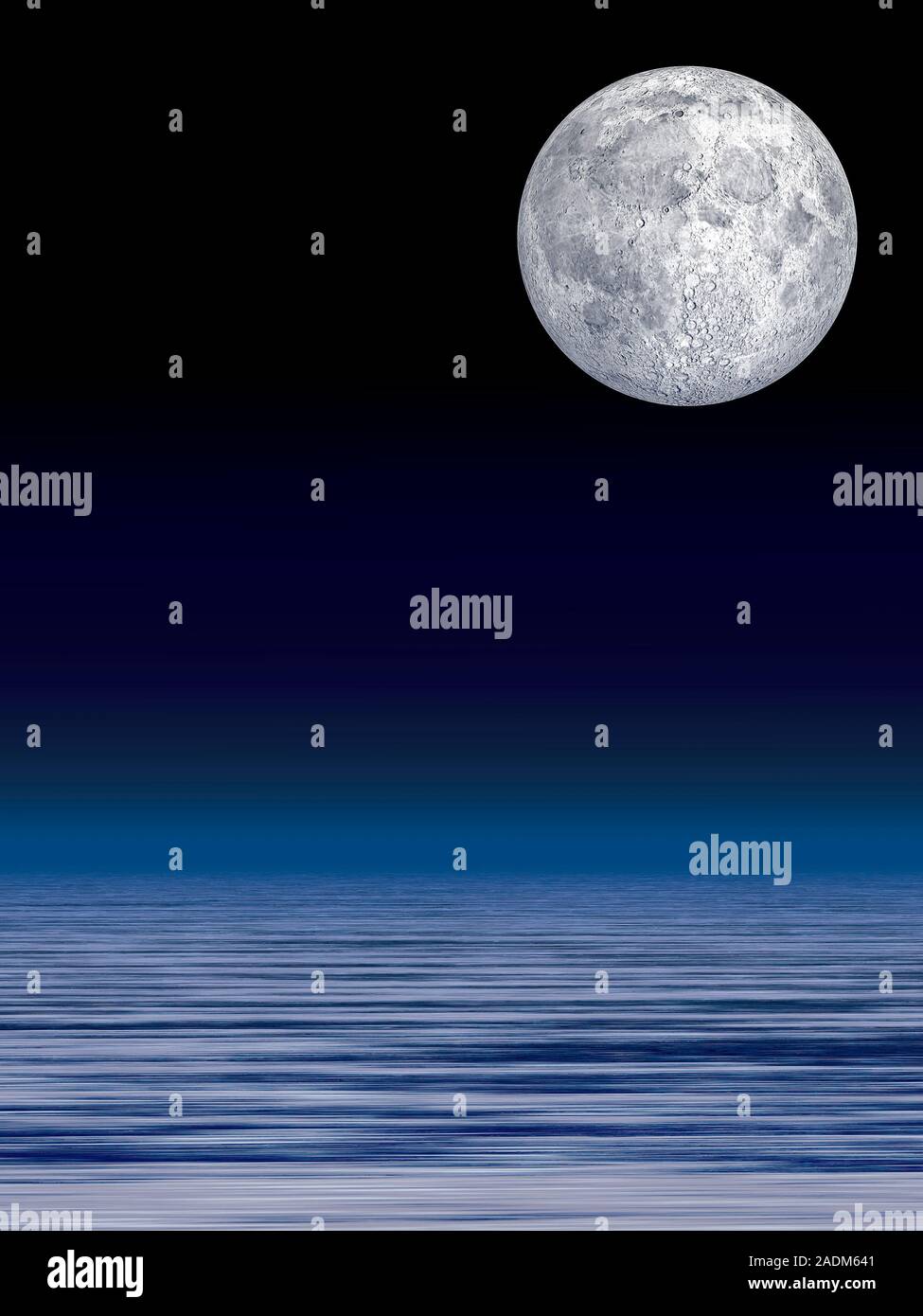 Full Moon rising over water, computer artwork Stock Photo - Alamy