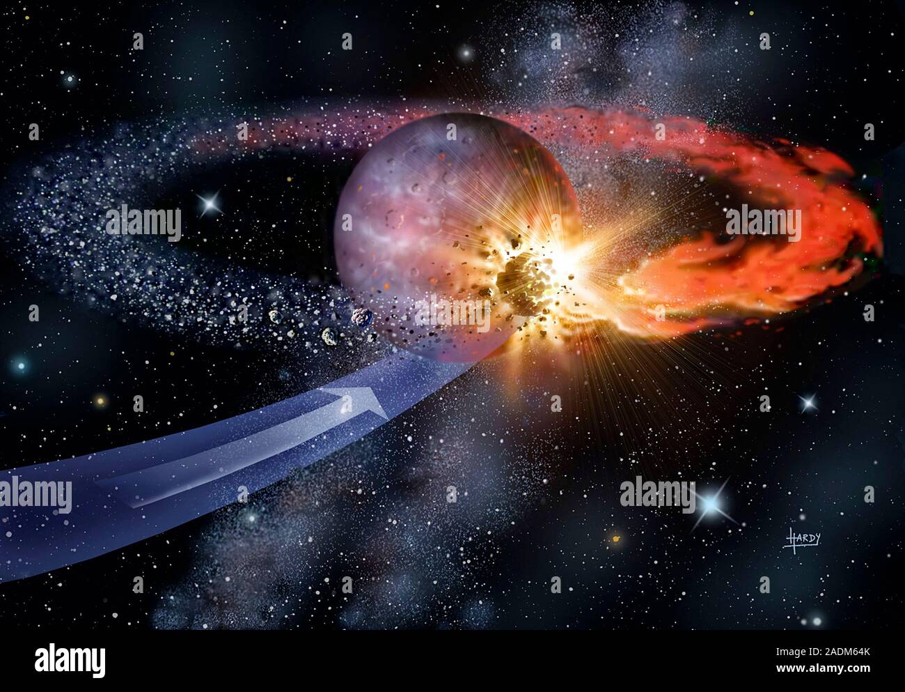 Moon formation. Artwork of the formation of the Moon according to the ...