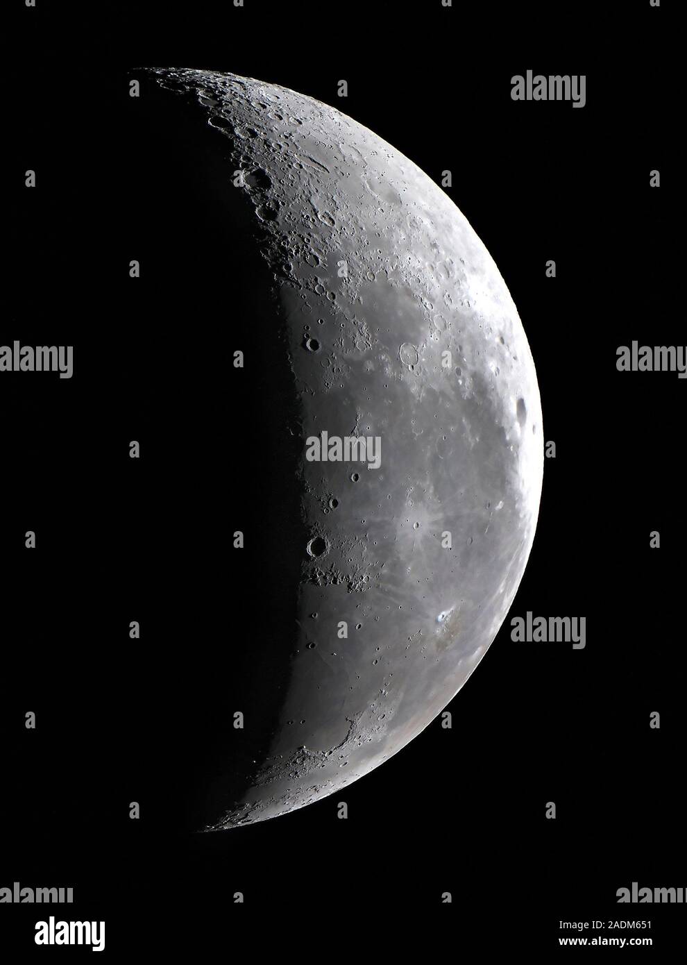 Waning crescent Moon. As the Moon orbits the Earth, the amount of ...