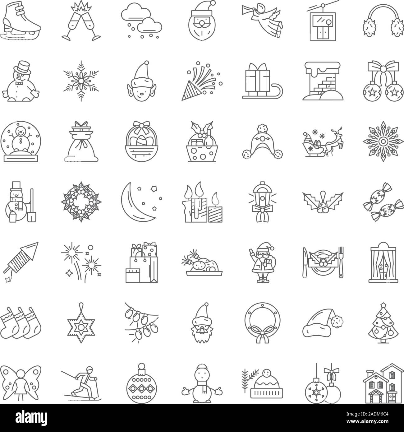 Winter linear icons, signs, symbols vector line illustration set Stock ...