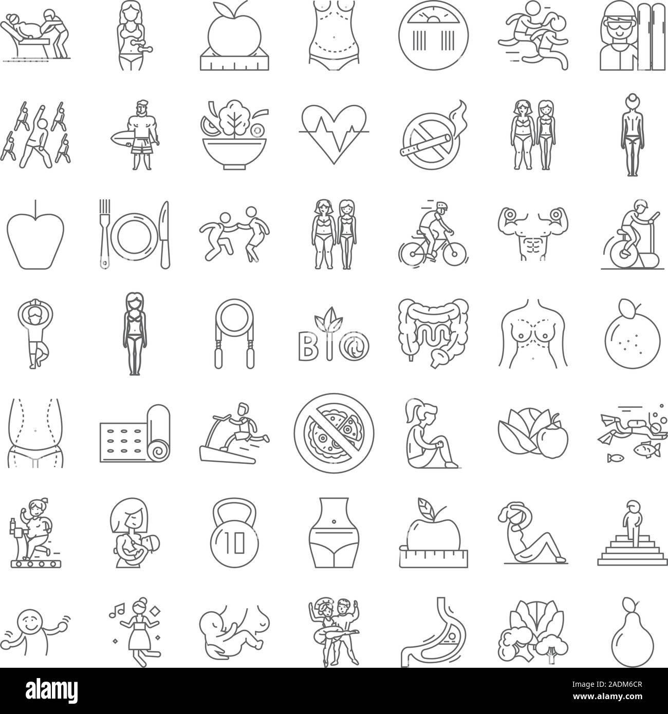 Diet linear icons, signs, symbols vector line illustration set Stock ...