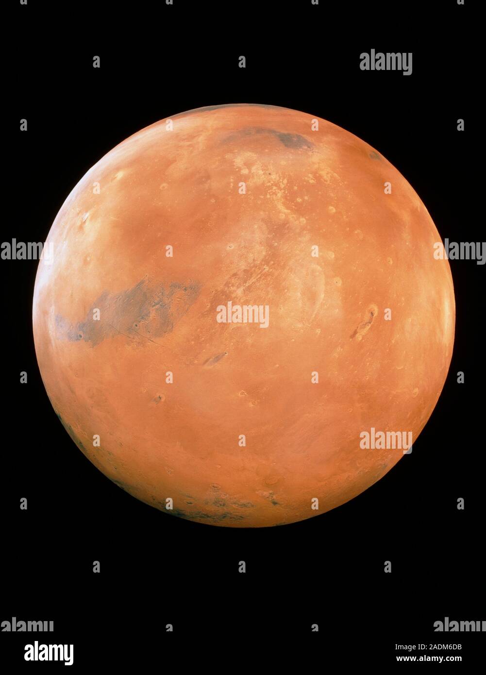 Colour-enhanced 'fish-eye' view of Mars. Mosaic of images made by the ...