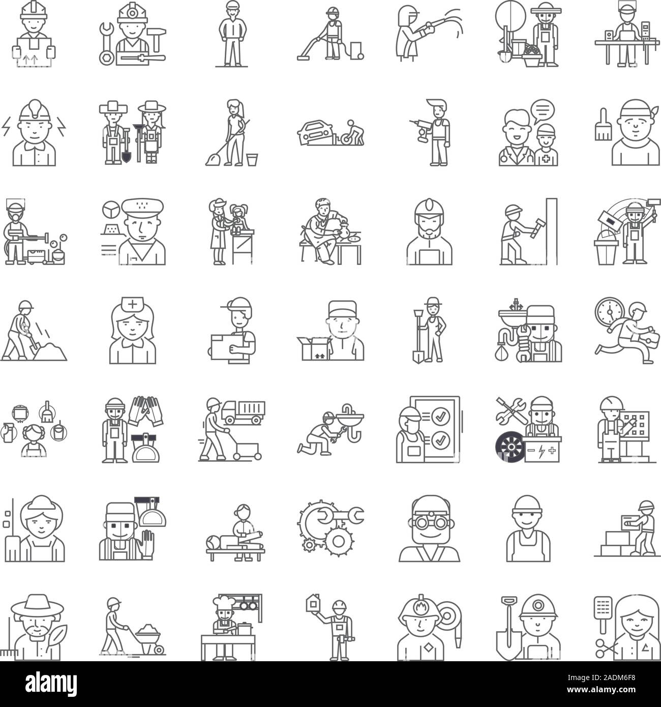 Occupation linear icons, signs, symbols vector line illustration set ...